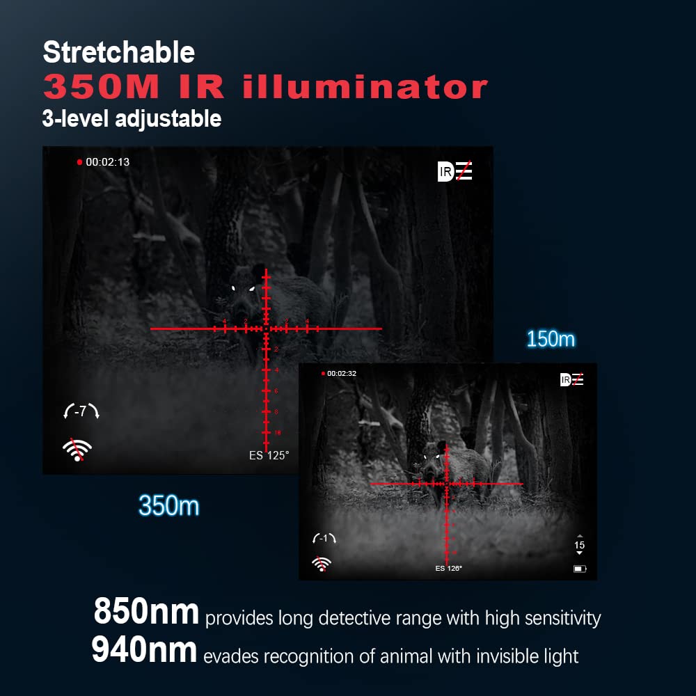 Pard Night Vision Scope, Rifle Scopes with IR850nm, Day/Night Hunting Scope with Calculator, Video Records, Video Record, Wi-Fi, 70mm Lens, NV008S