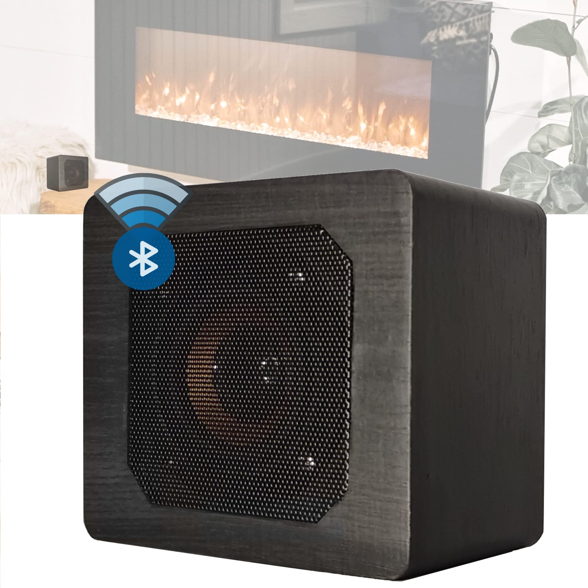 Trebisky Fire Crackler Sound System Comfort Crackling Sound Effect Marker Rechargeable Portable Bluetooth Speaker for Electric Gas Fireplace Soothing White Noise Machine (Black)