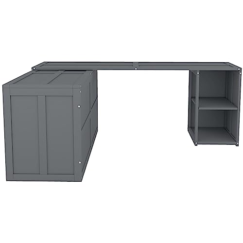 Lifeand Queen Size Murphy Bed with Rotable Desk, Gray