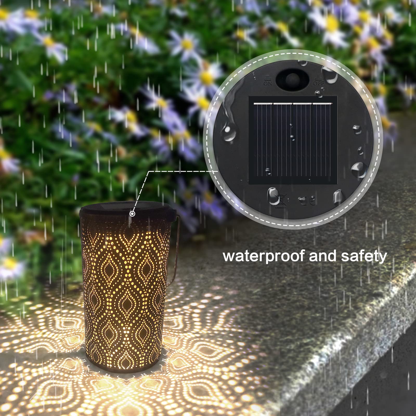 Solar Lights Replacement Top 2 Pack for Outdoor Hanging Lanterns(3.3inch) Use for Outdoor Hanging Lanterns Garden Patio Table Decor