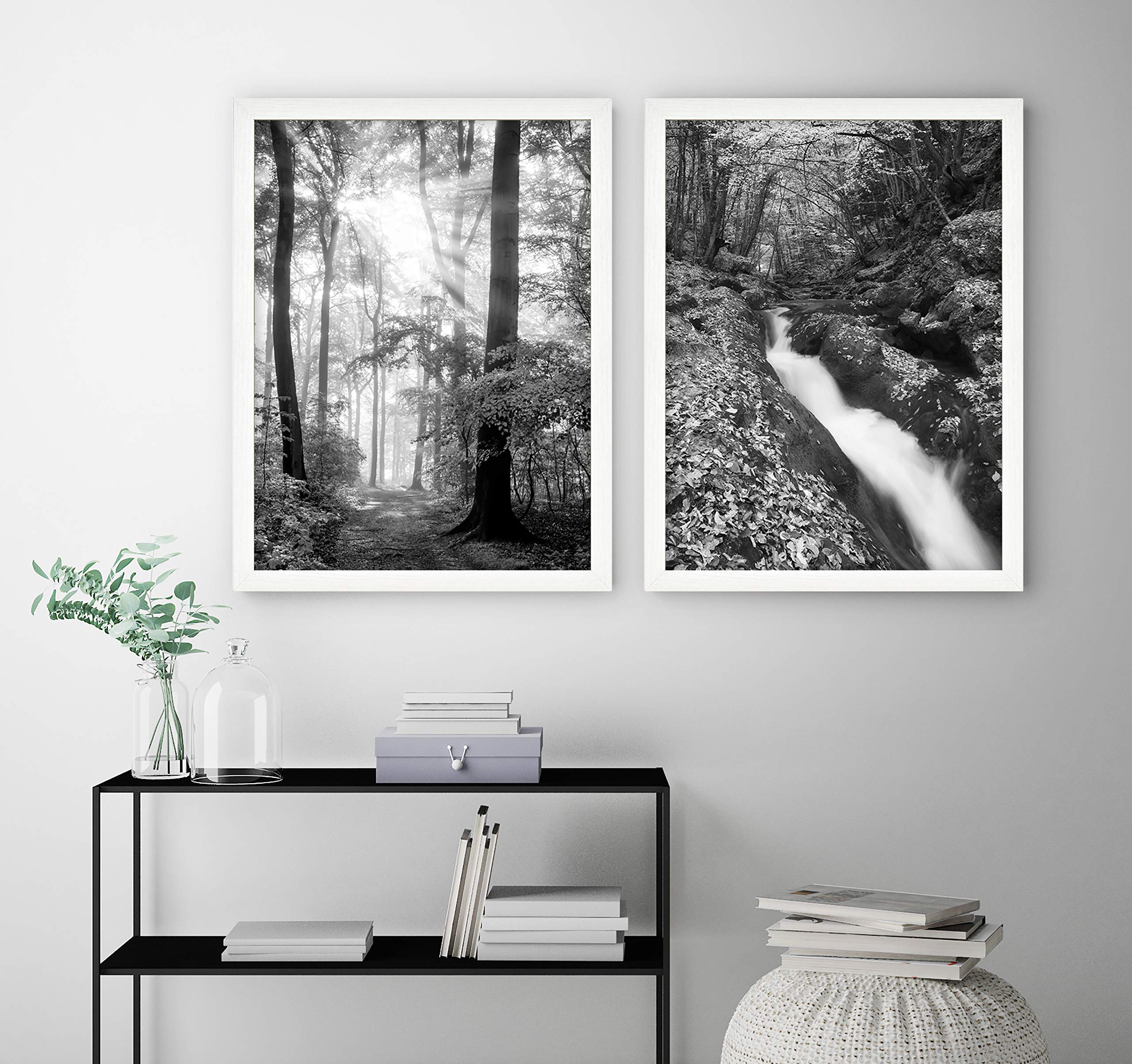 MCS Studio Gallery 18x24 Poster Frame White Woodgrain, Vertical & Horizontal Wall Hanging Large Picture Frame for Photos, Posters & Art Prints (2-Pack)