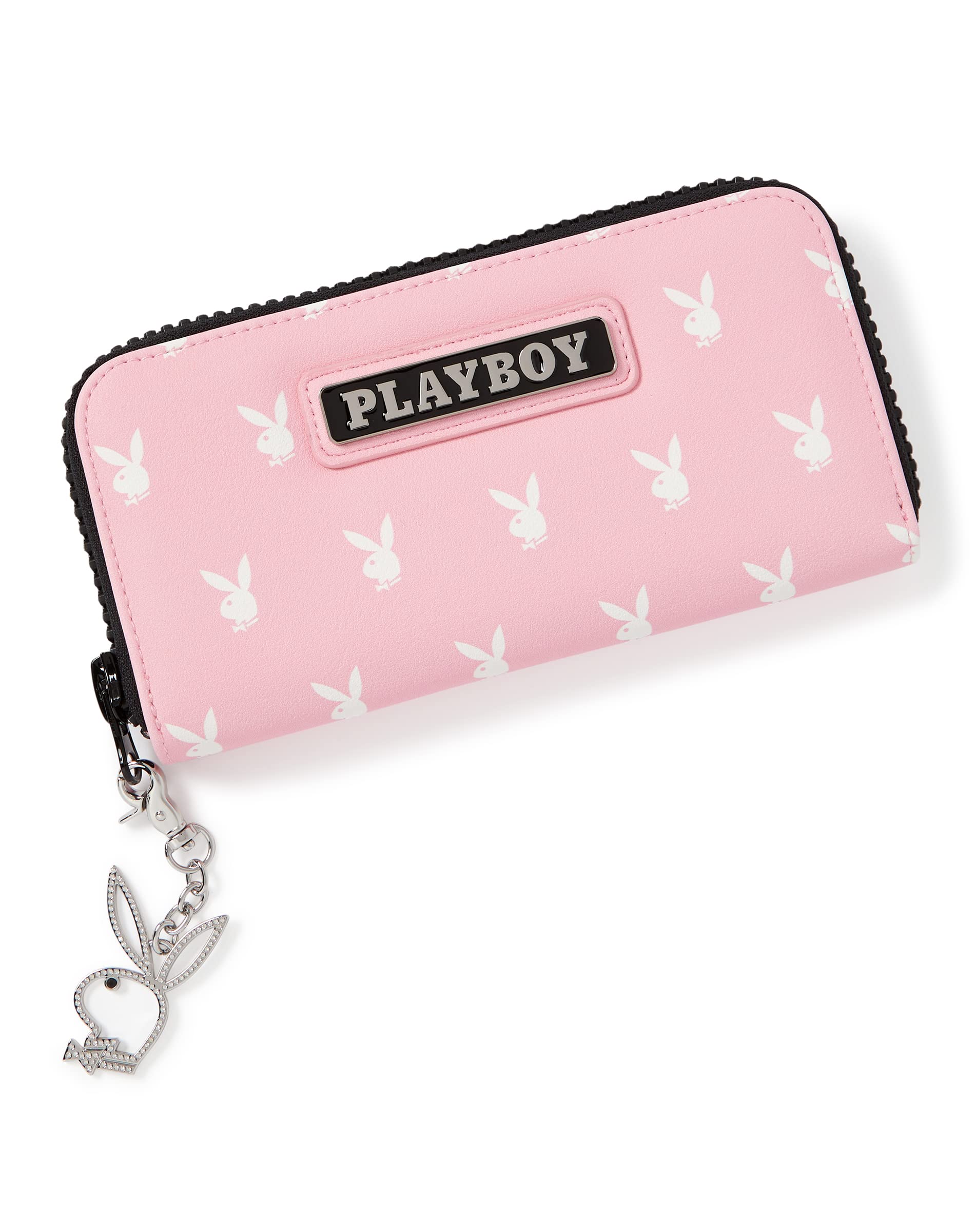 Spencer's Pink Playboy Bunny Print Zip Wallet