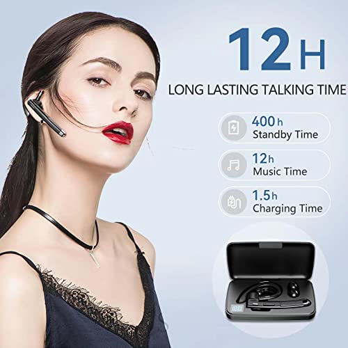 WMWYMX Bluetooth Headset One Ear Earphone Earpiece for Cell Phones Wireless Headset with Charging Case(size9)