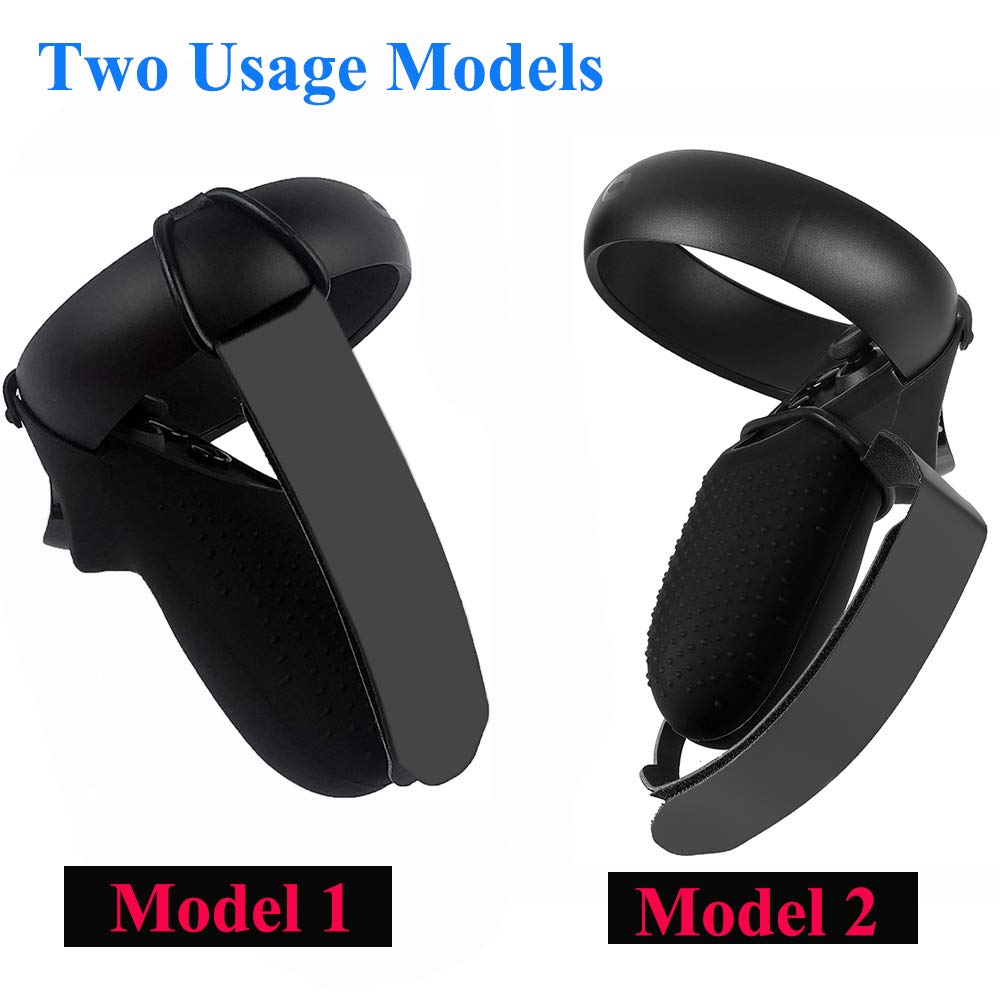 MASiKEN Controller Grip Cover Accessories & Knuckle Strap for Oculus Quest/Oculus Rift S Controller Strap, Upgraded Wrist Straps Handle Protective Sleeve (Black, Strap)