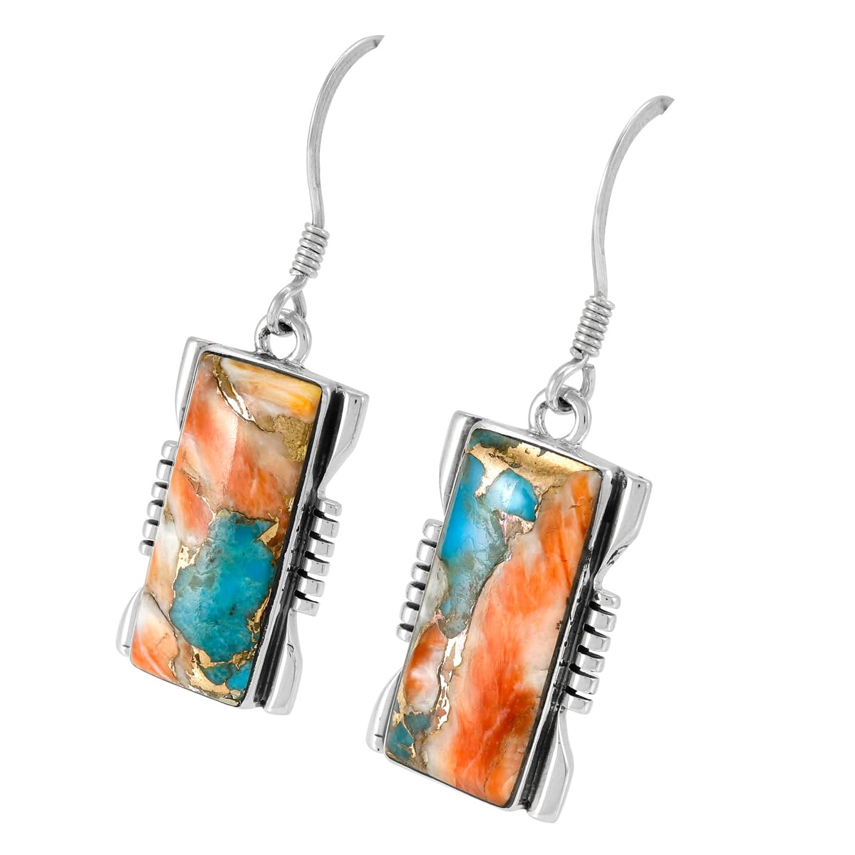 Purple Turquoise Earrings 925 Sterling Silver & Genuine Turquoise (Purple Turquoise)
