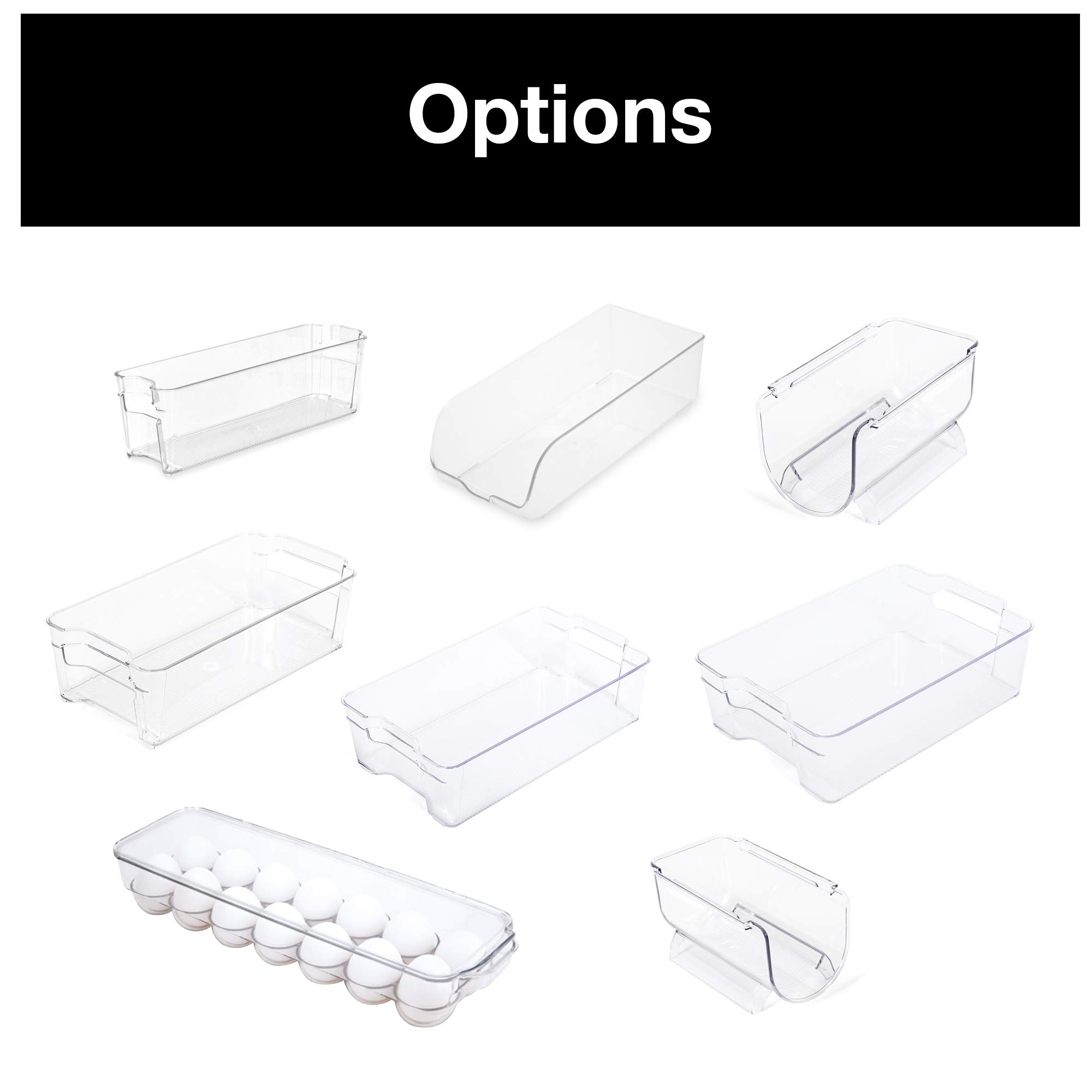 Smart Design Stackable Refrigerator Egg Holder Bin with Handle and Lid - Set of 2 - BPA Free Plastic - Fridge, Countertop, Large Cabinet, Home Pantry Food Tray - 14.65 x 3.25 Inch - Clear
