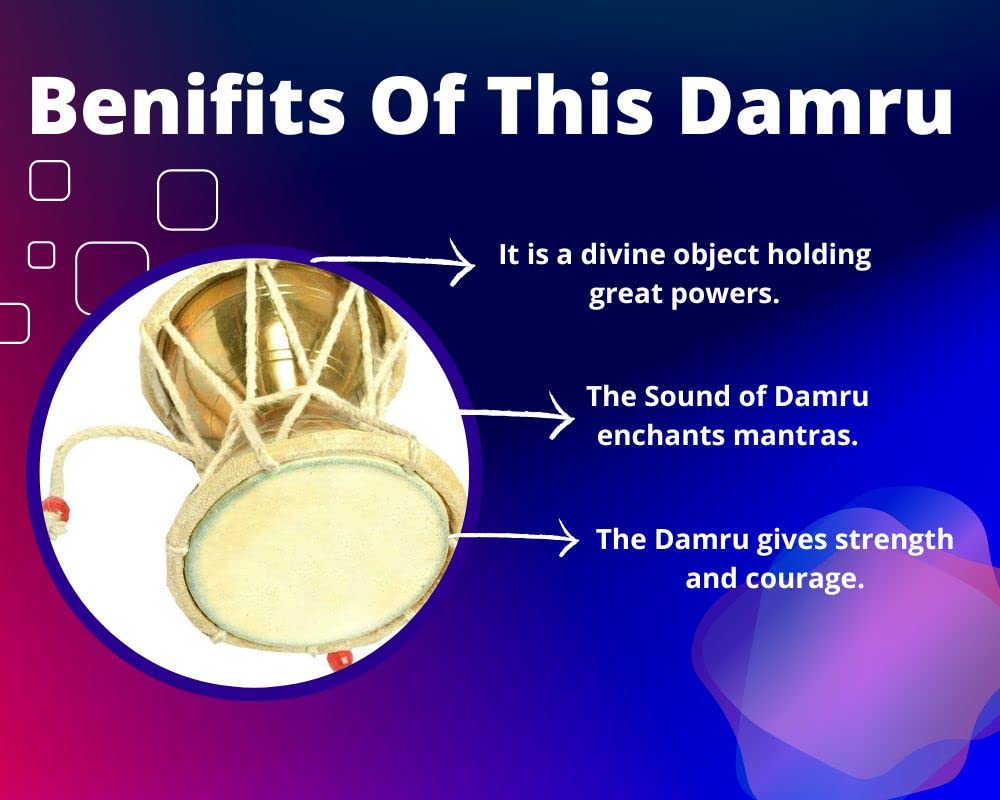 Organic Herbs Handmade Brass & Leather Indian Folk 2.5" Dumroo Hand Drum Set Percussion Gift
