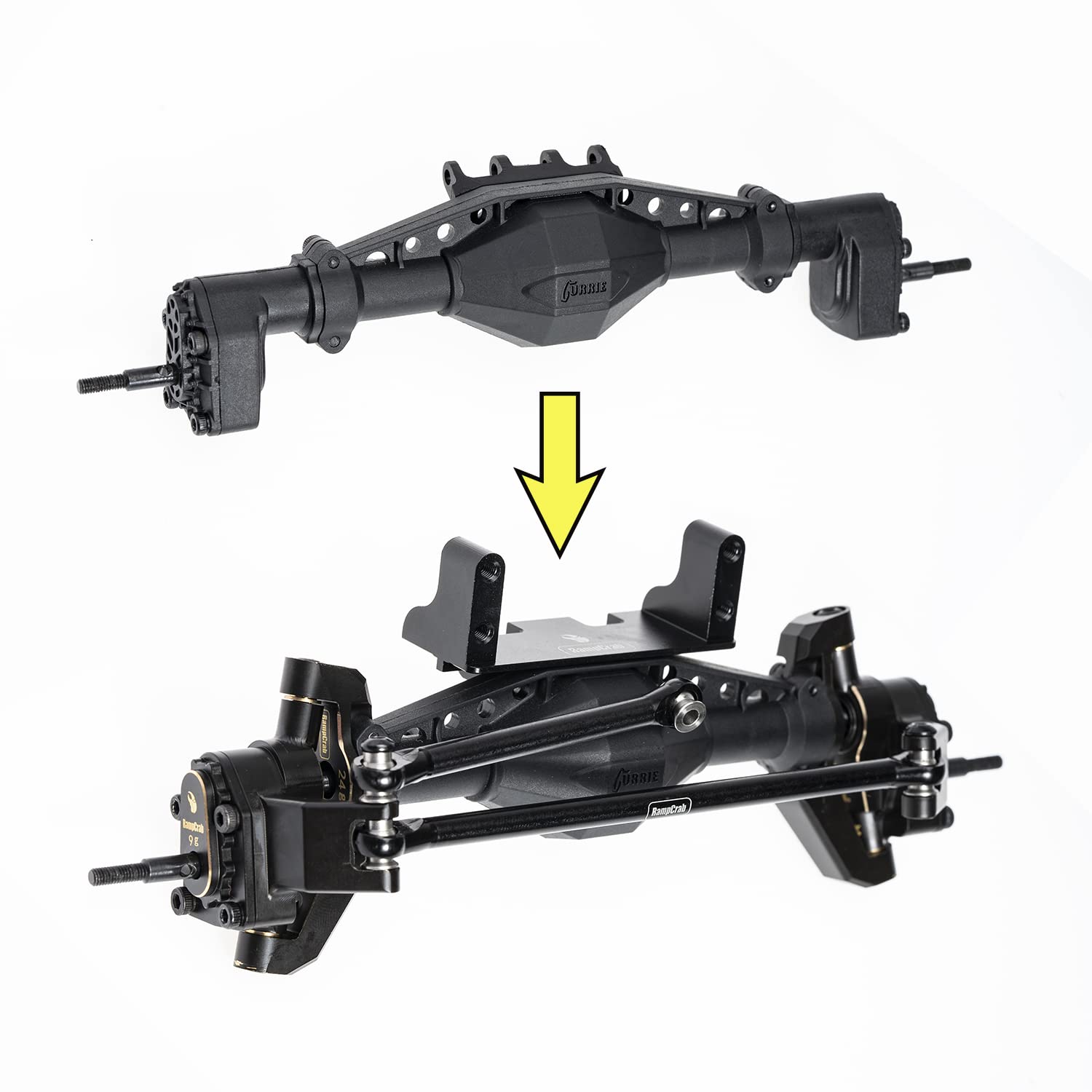 RampCrab RC Model Car Upgrades Parts for UTB18, 4-Wheel Steering 4WS Set for 1/18 AXIAL UTB18 Capra Trail Buggy