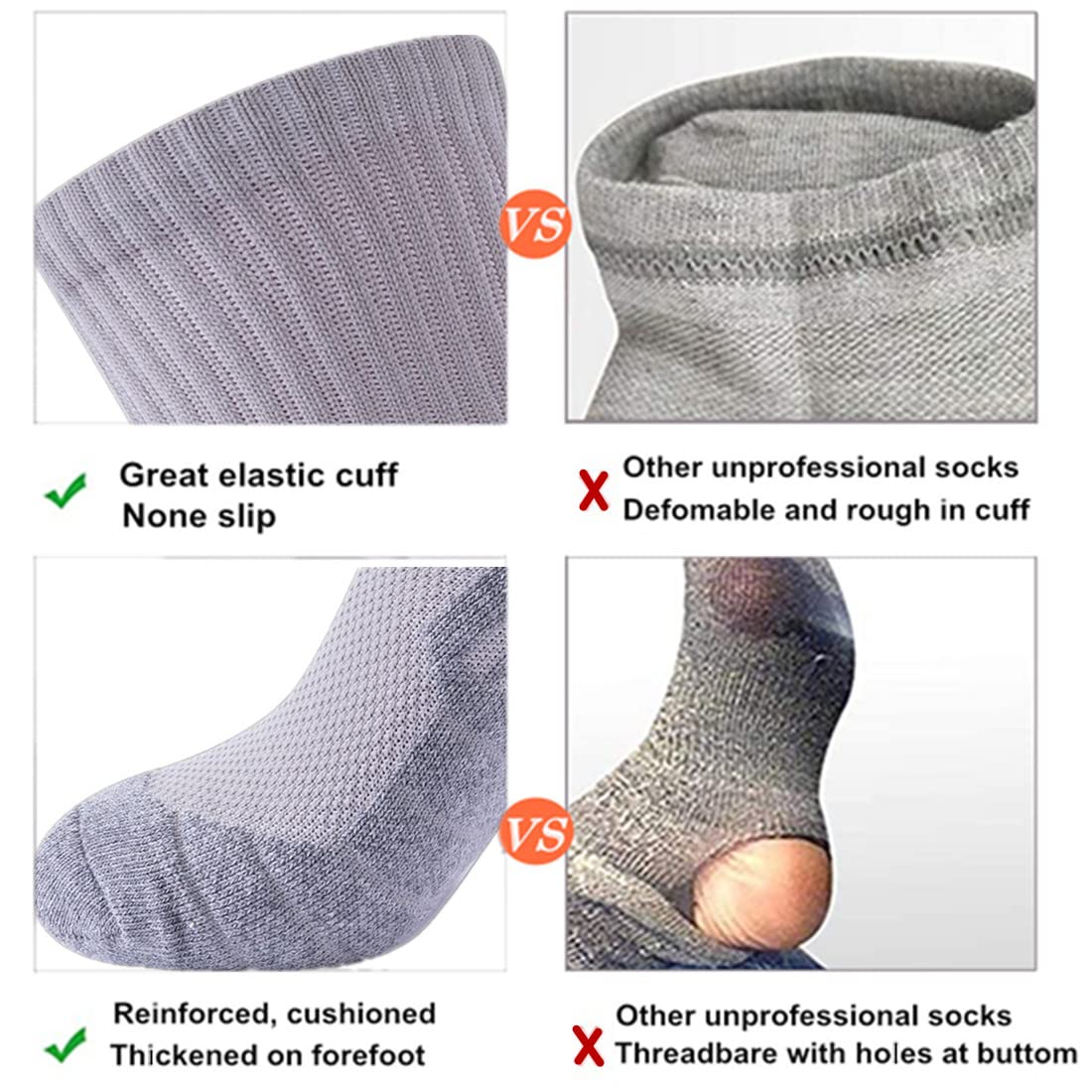 Seiciviy Athletic Socks For Men Compression Socks Ankle Mens Running Workout Size 6-14 Cycling Sports Outdoor Crew Socks