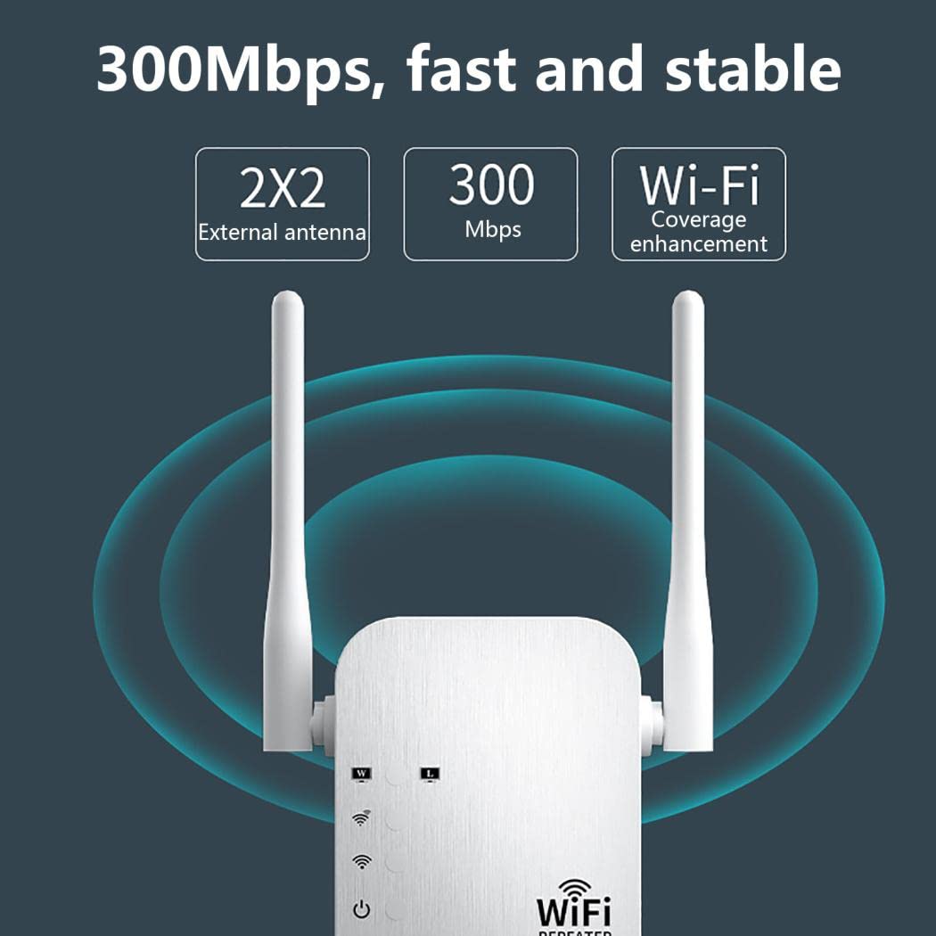WiFi Extender Signal Booster - Wireless Internet Repeater - Long Range Amplifier with Ethernet Port - Wireless Signal Repeater with Ethernet - for Home Hotels Apartments Indoor Office