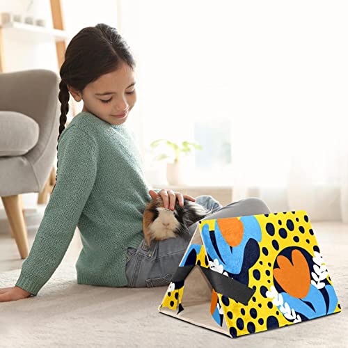 Y-DSIWX Guinea Pig House Bed, Rabbit Large Hideout, Small Animals Nest Hamster Cage Habitats Abstract Flower