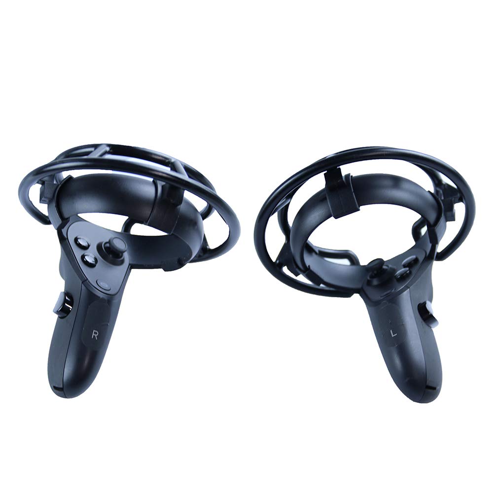 MASiKEN Touch Controller Grip Accessories & Protective Cages Stand for Oculus Quest 2 /Rift S, Premium Controllers Skin Cover, Gel Shell Silicone Collision Protector Ring (Black, Frame)