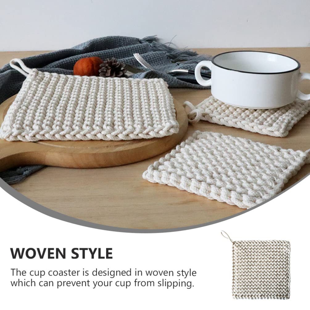 OSALADI Japanese Pot Holders Crochet Woven Hot Dishes Pans Mat Weave Cotton Trivets for Hot Dishes Hot Pot Holders ( 19CM )