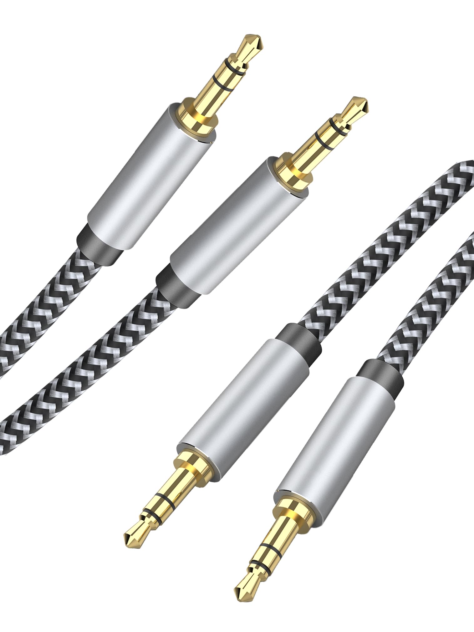 MORELECS Aux Cord 2Pack, 3.5mm Audio Cable Nylon Braided Aux Cable 4ft, 3.5mm Male to Male AUX Cord for Car, Headphones, Home Stereos, Speaker