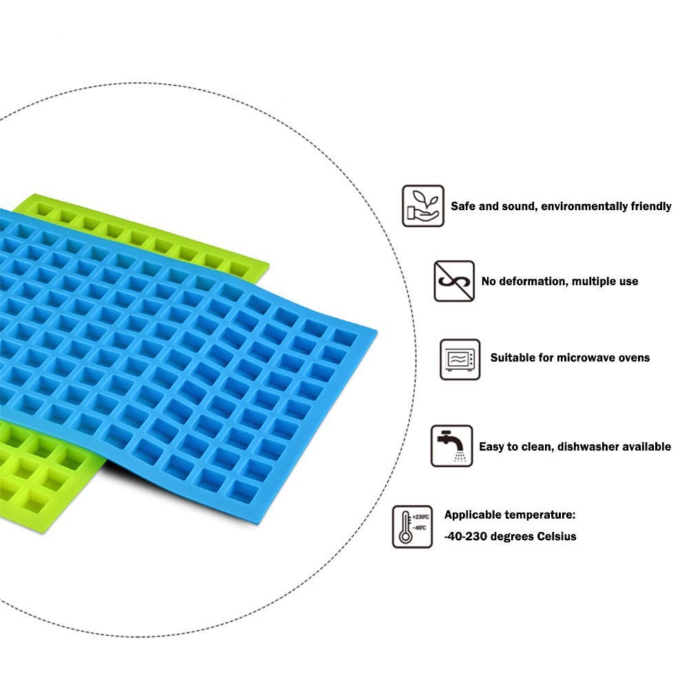 Palksky Silicone Molds for Candy Chocolate Gummy baking, (2 PCS) 126 Cavity Mini Square mold for Ice Cube Pralines Caramels