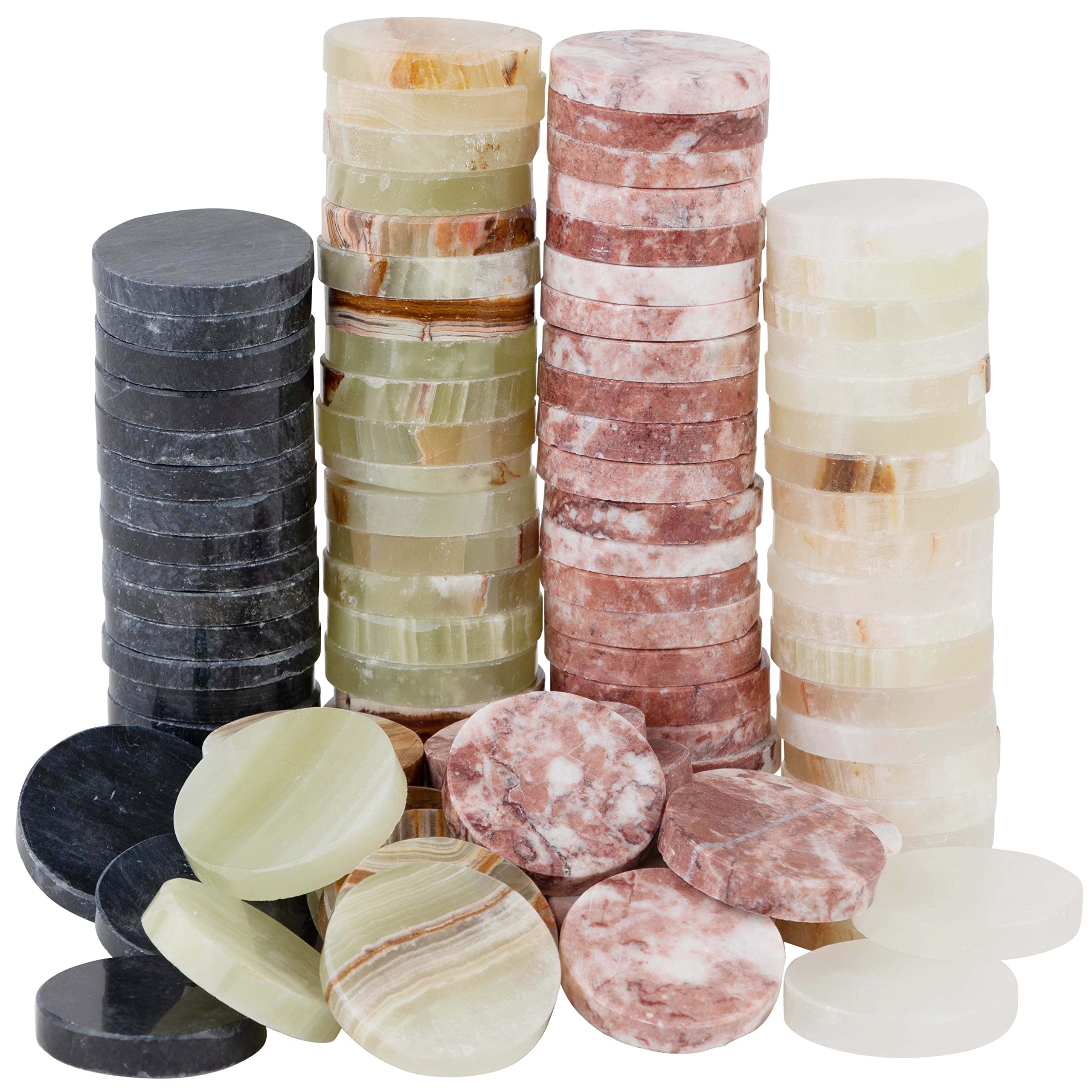 QUEENSTONE Marble Poker Chips Handmade Set of 100