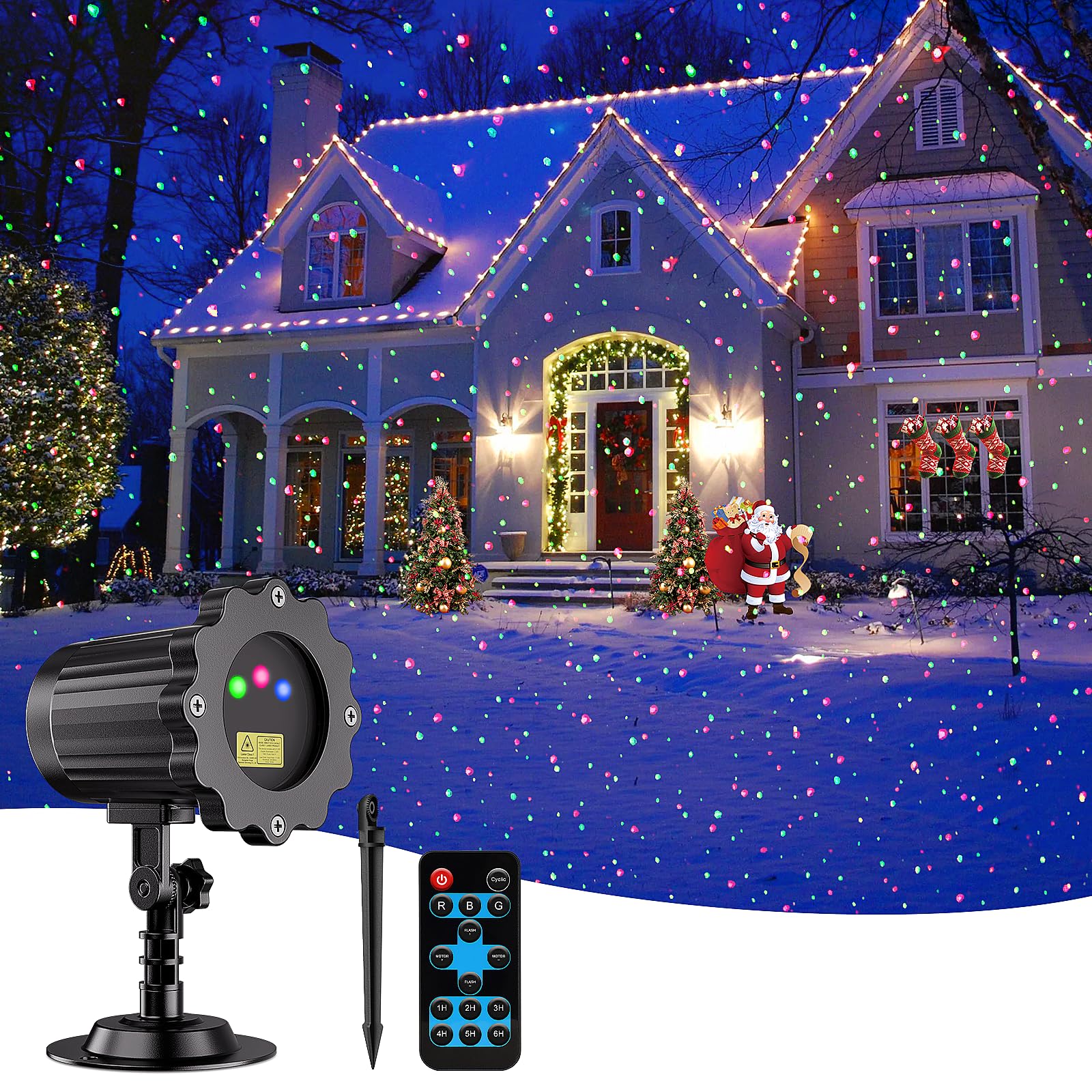 Laser Christmas Projector Lights Outdoor, Christmas Decorations Stars Light Show, Holiday Projector Decorations for House/Garden/Party