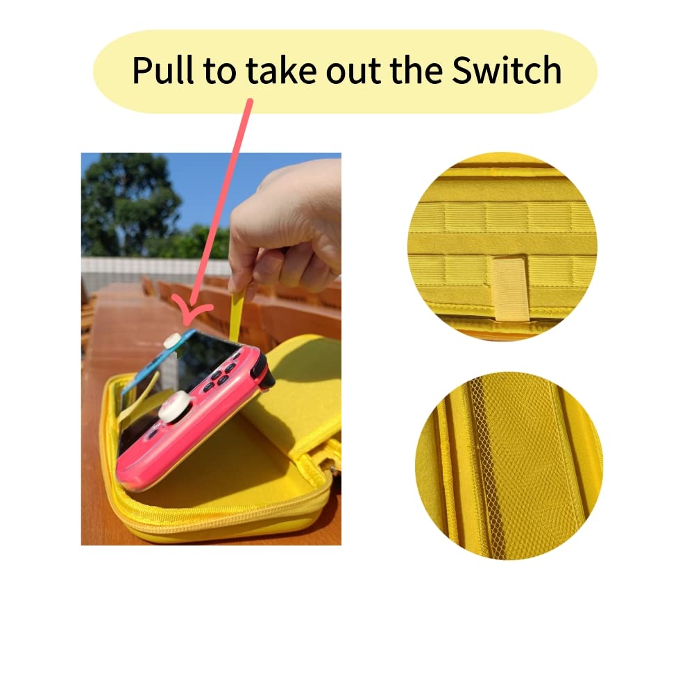 Switch Accessories Bundle, Peniobnm 13 in 1 Switch Accessories Kit Includes Switch Case, Adjustable Stand, 2 Tempered Glass Screen Protectors, Crystal Case for Console, 6 Thumb Grip Caps, Yellow