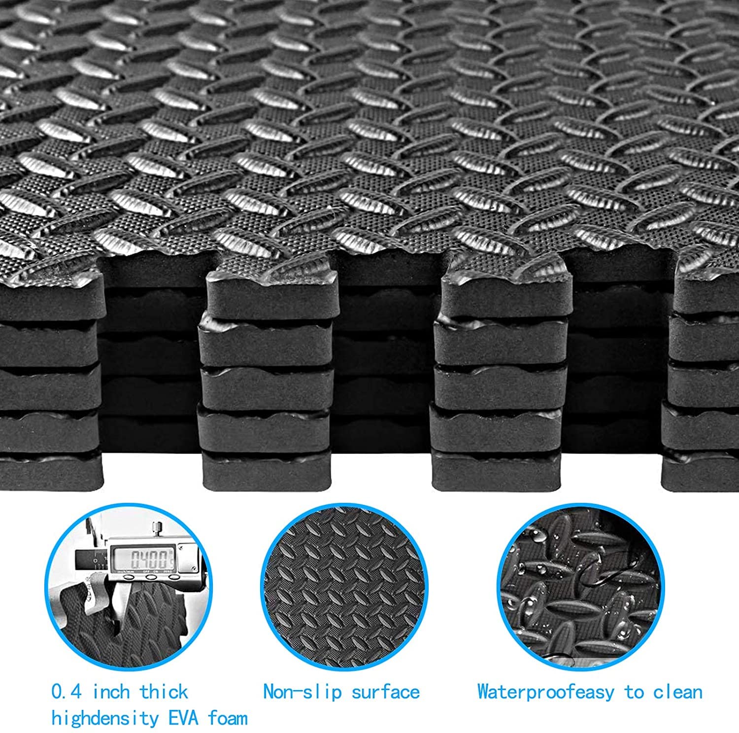 Puzzle Exercise Floor Mat EVA Interlocking Foam Tiles Exercise Equipment Mat Workout Mats Flooring for Home Gym 20 Square Feet Gym Floor Mats for Gyms, Yoga, Workout