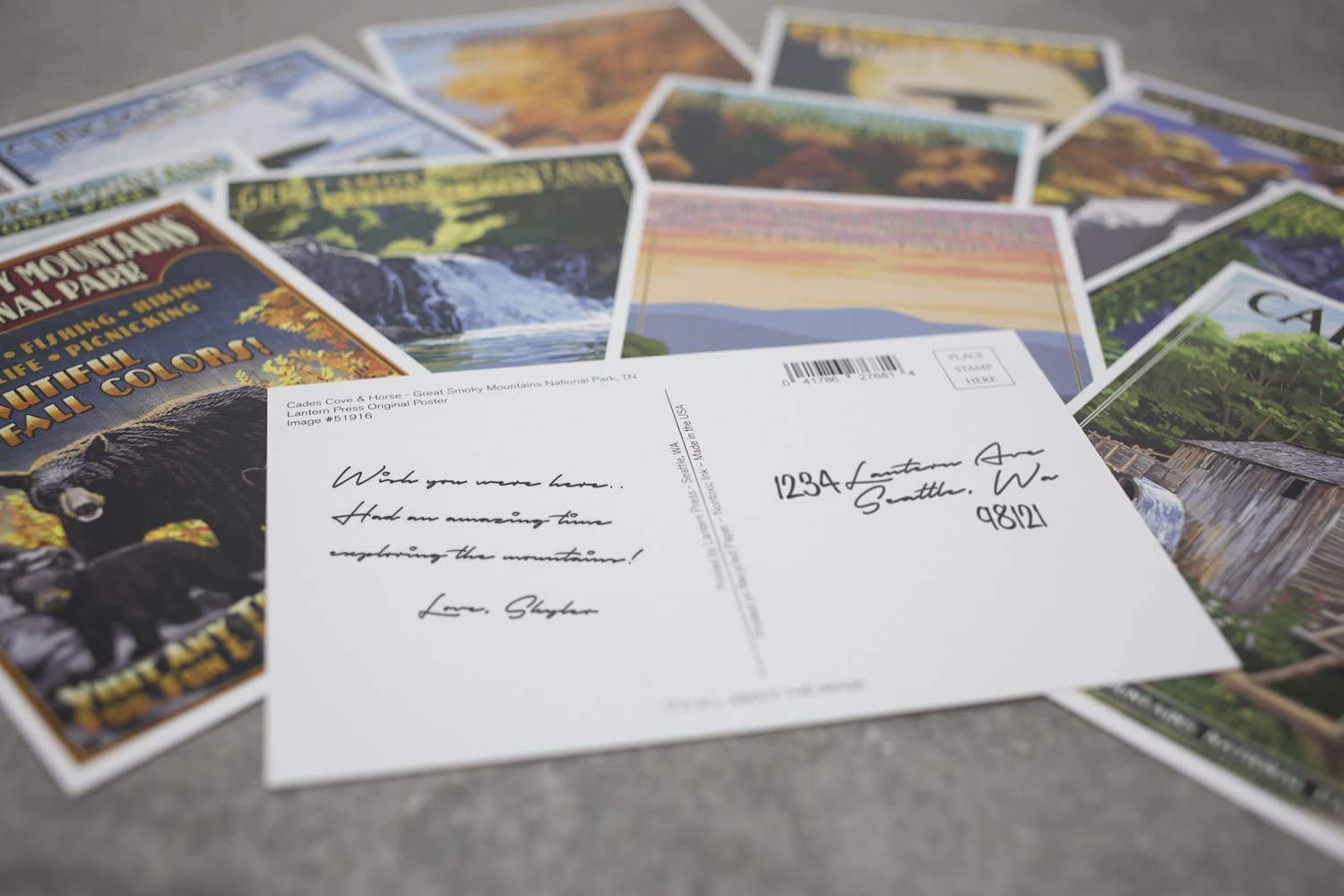 Lantern Press Yellowstone National Park - Postcard Set of 12 Different Original Hand Illustrated Postcards
