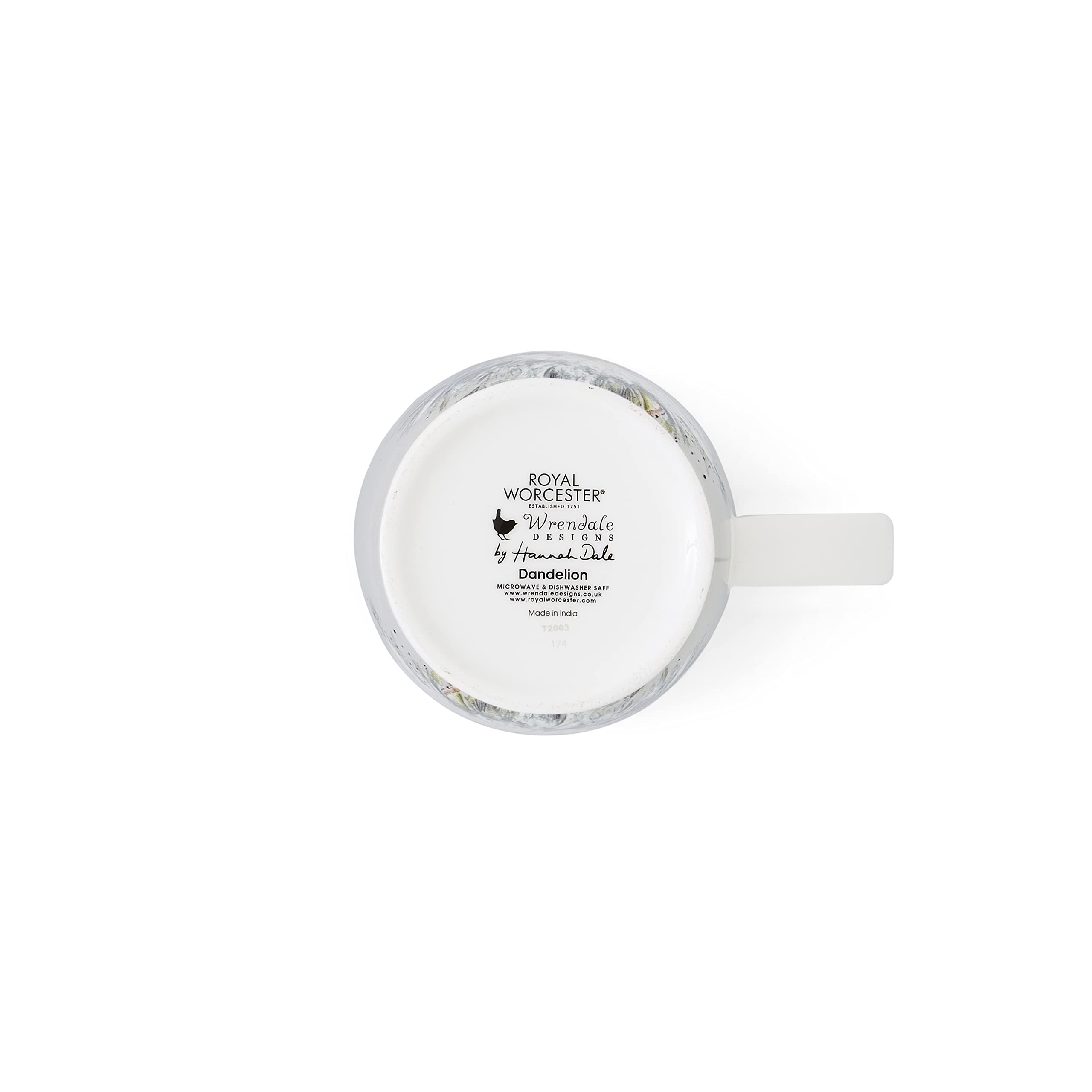 Portmeirion Royal Worcester Wrendale Designs Dandelion Mug | 14 Ounce Large Coffee Mug with Mouse Design | Made from Fine Bone China | Microwave and Dishwasher Safe