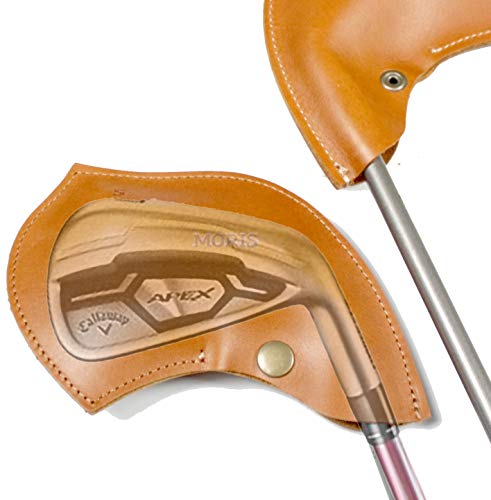 moriskorea Golf Club Head Cover (10pcs) Custom Initial Wedge Iron Protective Cowhide Full Grain Vegetable Leather Fit All Brands Titleist, Callaway, Ping, Taylormade, Cobra Etc. 1 Set. (Black)