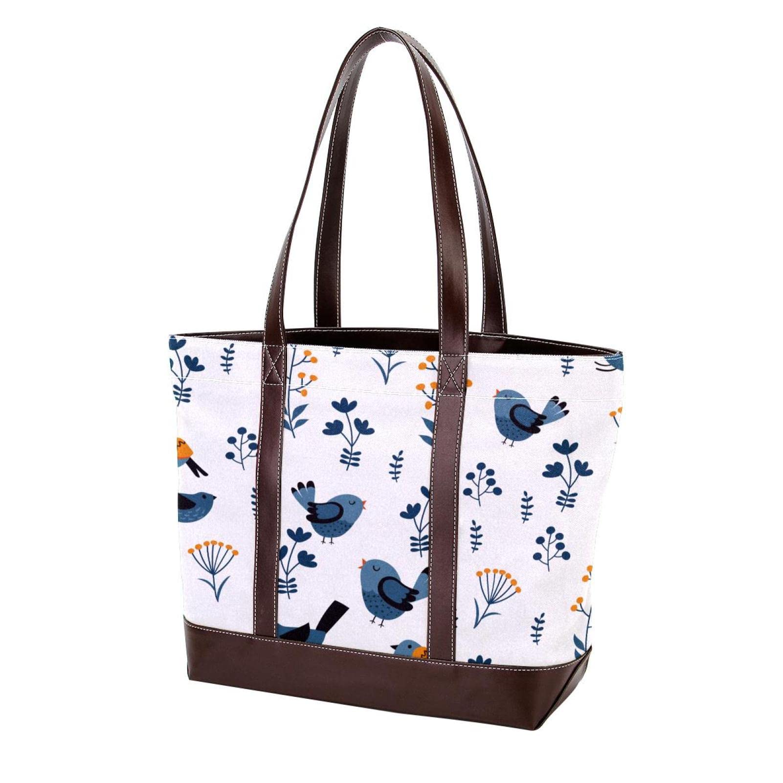 Spring Bird Tote Bags Large Leather canvas Purses and Handbags for Women Top Handle Shoulder Satchel Hobo Bags
