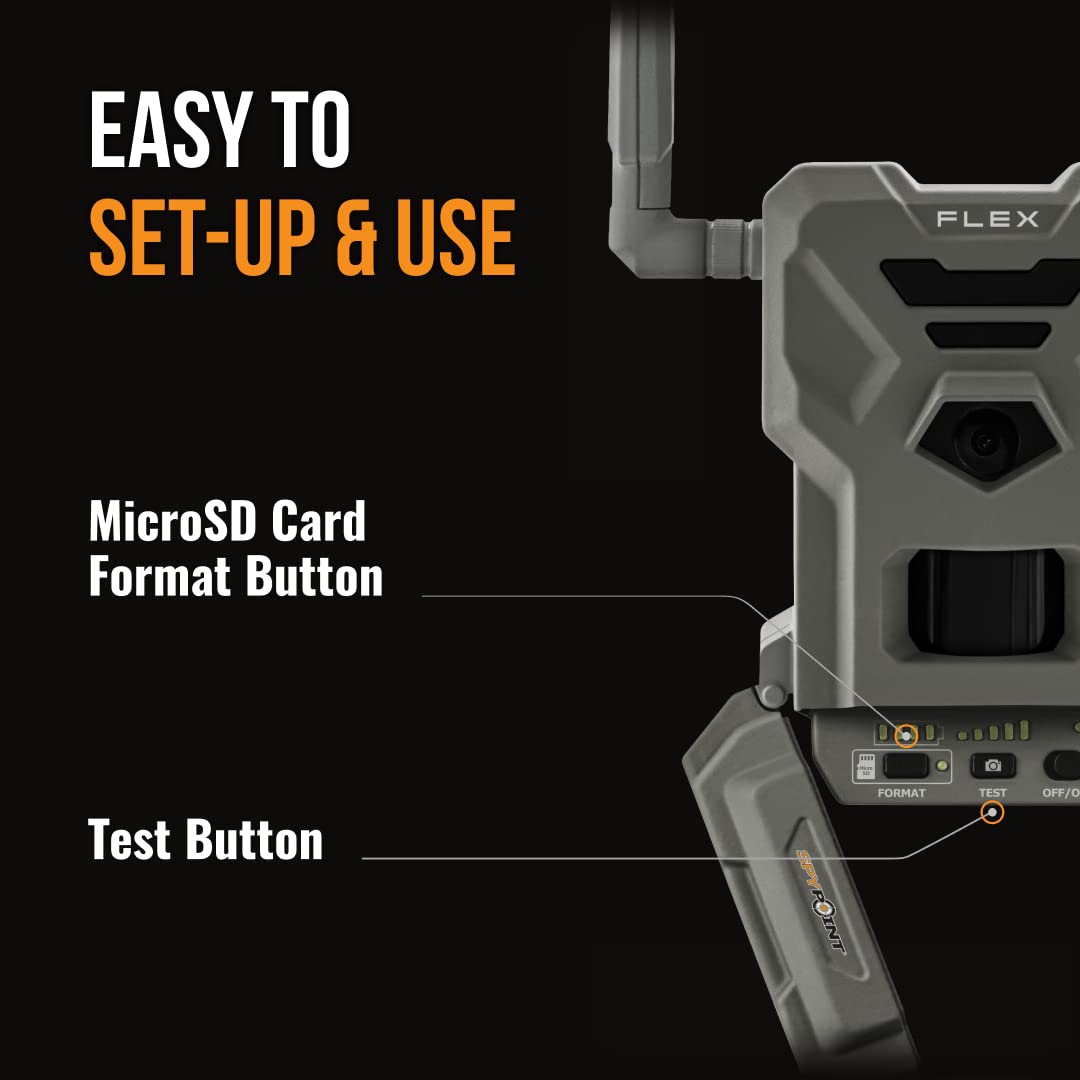 SPYPOINT Flex Dual-Sim Cellular Trail Camera 33MP Photos 1080p Videos with Sound and On-Demand Photo/Video Requests - GPS Enabled with Lexar 32GB Micro SD Card (3 PK)