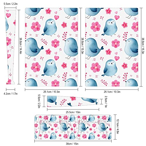 Spring Birds and Pink Flowers Full Protective Skin Cover Design Wrap Decal Sticker Compatible with PS5 Digital Edition Console and Controller