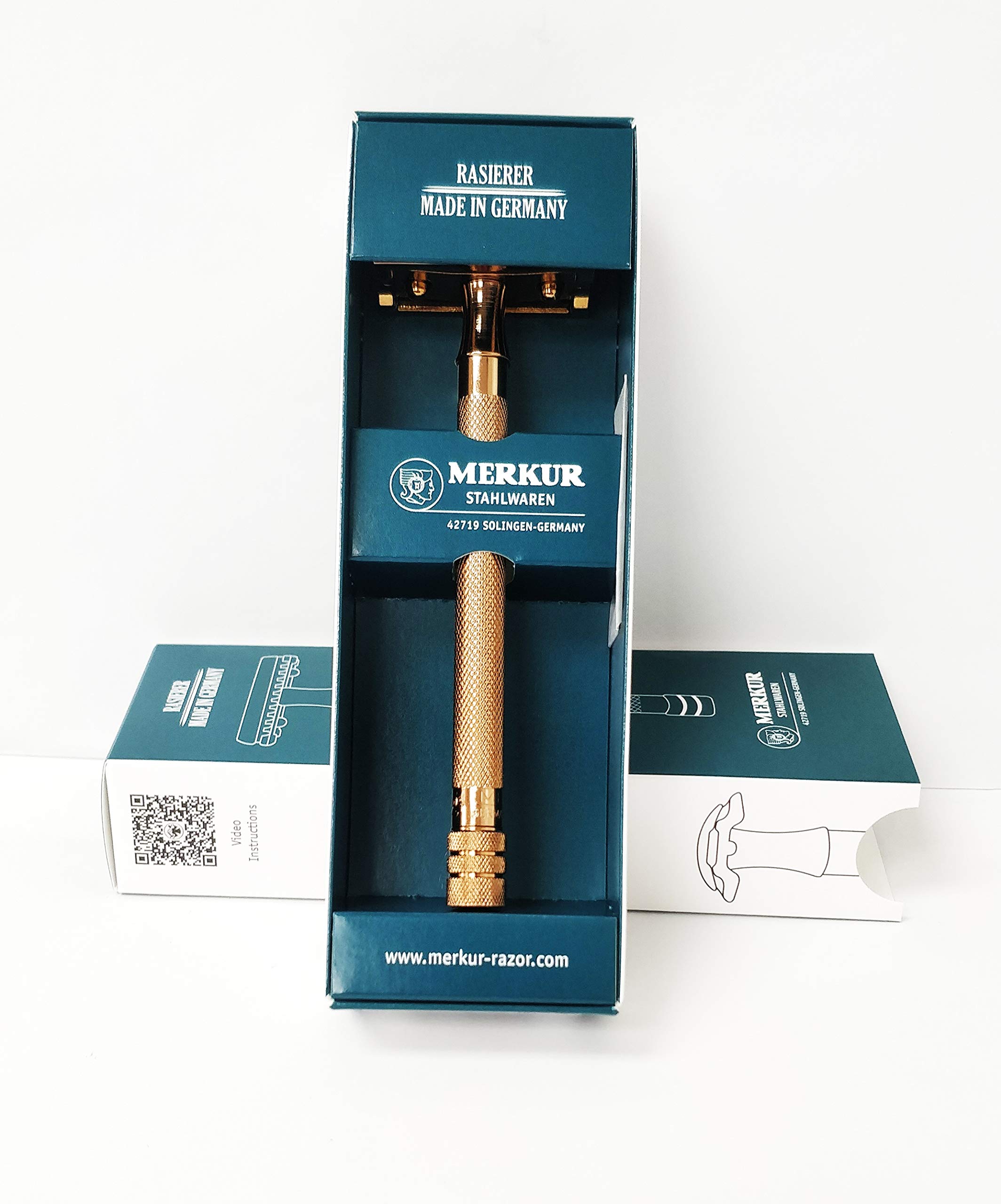 Merkur Merkur Double Edge Safety Razor, Straight Cut, Double Extra Long Handle, Gold, 1 ct.