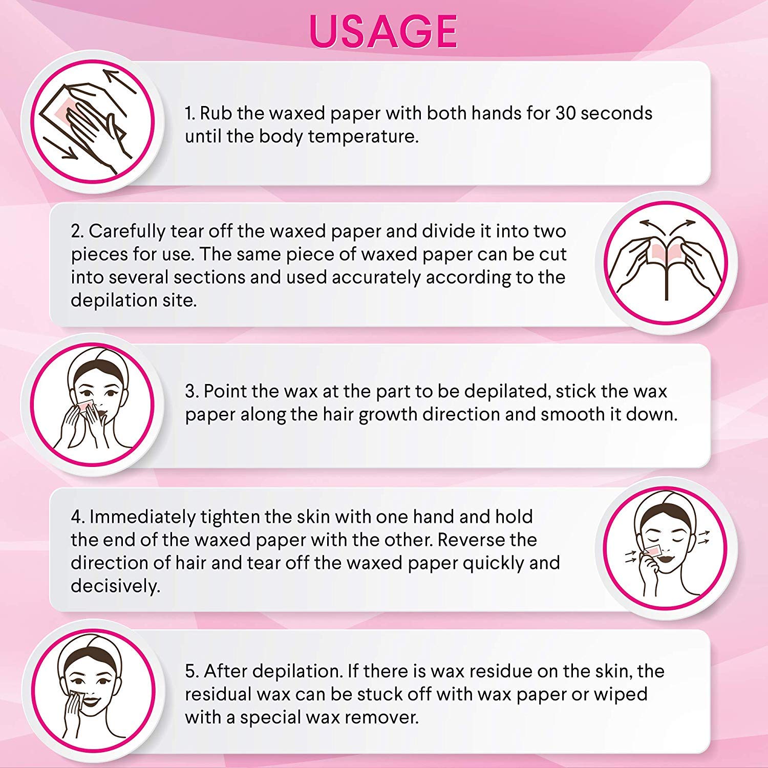 Maycreate Facial Wax Strips,Hair Removal Waxing Strips for Face Legs Underarms Brazilian Bikini Women (40 Count)