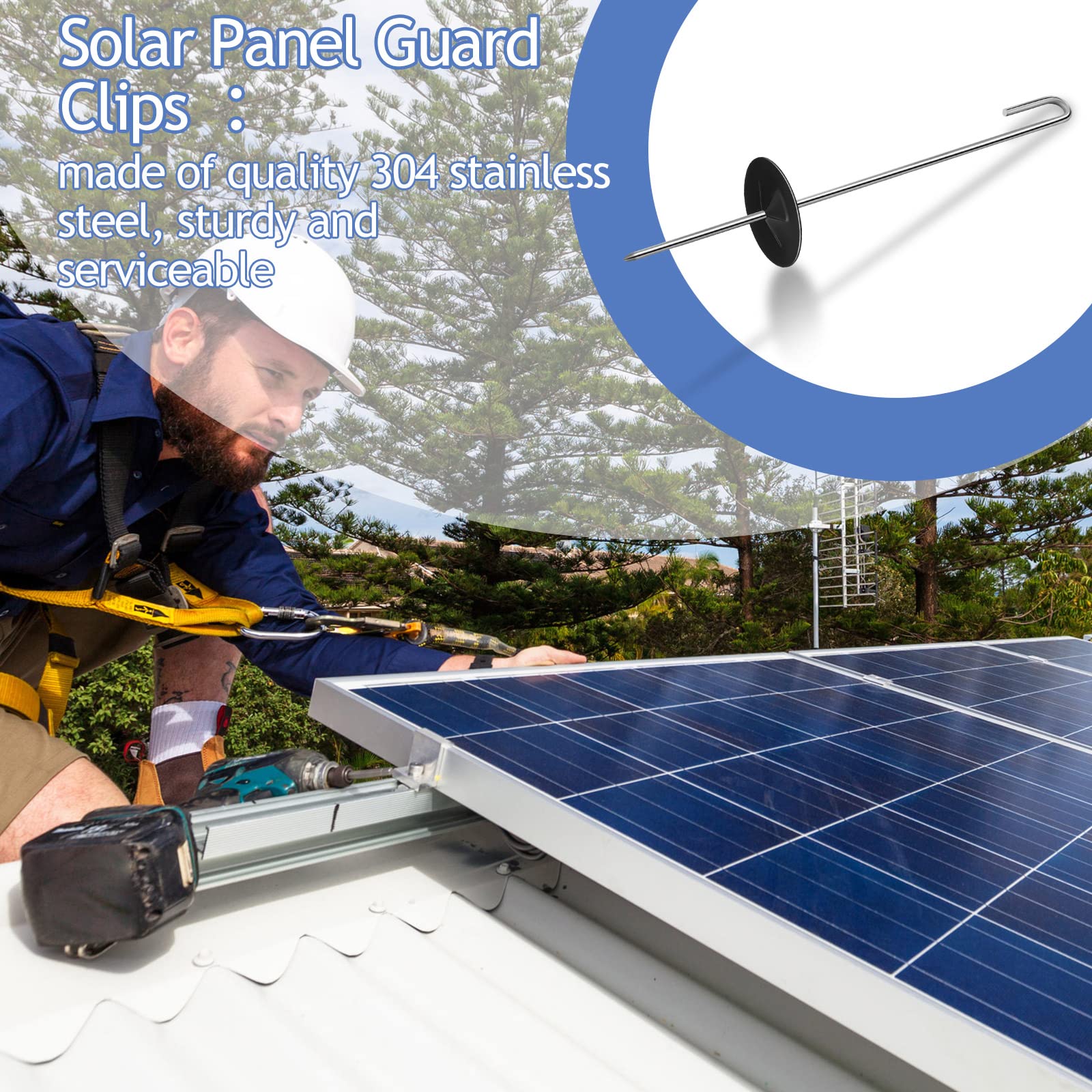 Solar Panel Guard Clips Animal Guard Fastener Clips Solar Panel Animal Guard Roll Kit Stainless Steel Fastener Clips for Solar Panel Bird Wire Pigeon Fence (50 Packs, 25 mm)