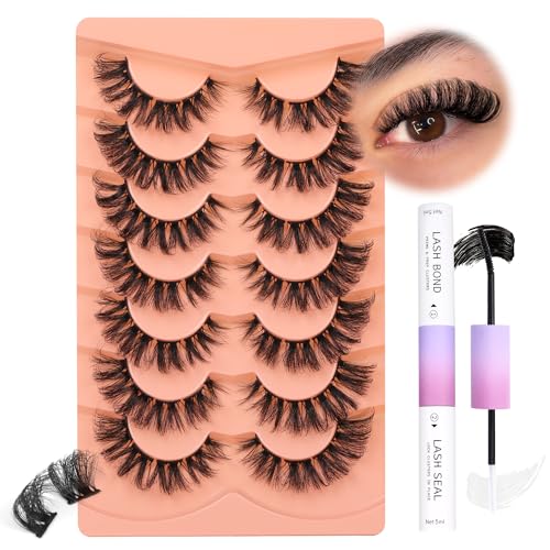 Lvmixwig Eyelash Extension Kit Cluster Lashes Extension Kit with Lash Bond and Seal Strong Hold D Curl Lash Cluster Fluffy Cat Eye Natural Look Individual Lashes Extension Kit DIY at Home