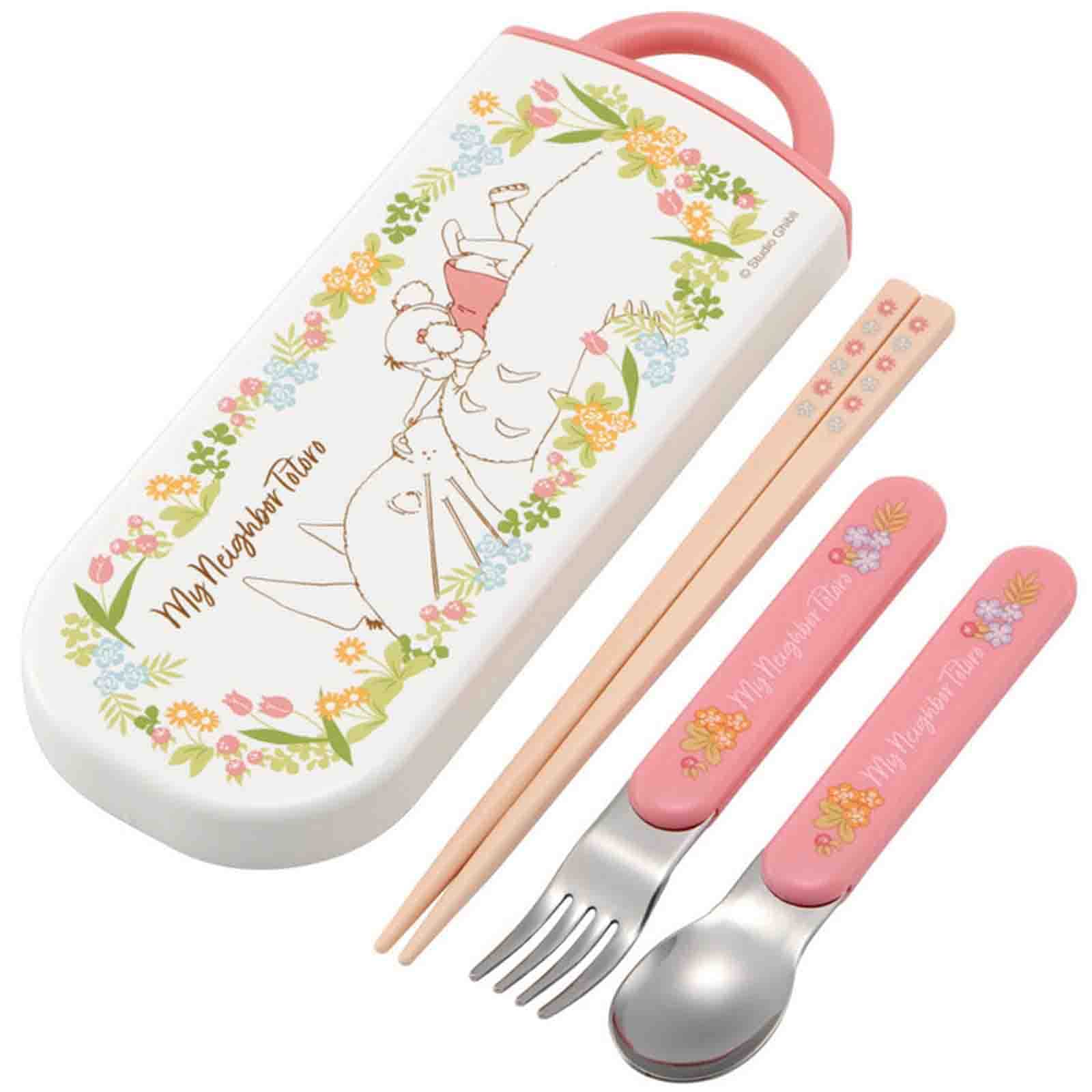 My Neighbor Totoro Utensil Set - Includes Reusable Fork, Spoon, Chopsticks and Carrying Case - Authentic Japanese Design - Durable, Dishwasher Safe- Totoro and Mei