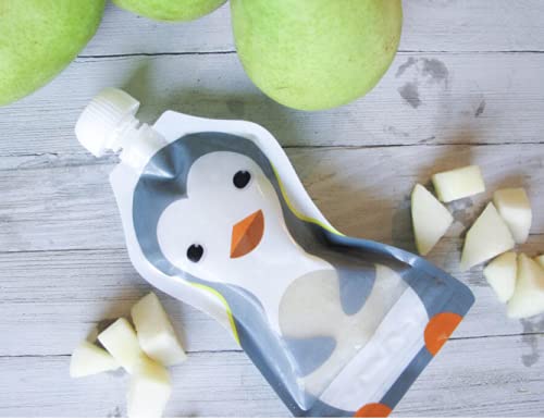 SQUOOSHI Reusable Baby Food Pouches for Toddlers | BPA Free Plastic, Food Safe, Freezer Safe | Refillable for Applesauce Yogurt & Puree Squeeze Pouch | 10 pack | 5oz | Assorted Animals