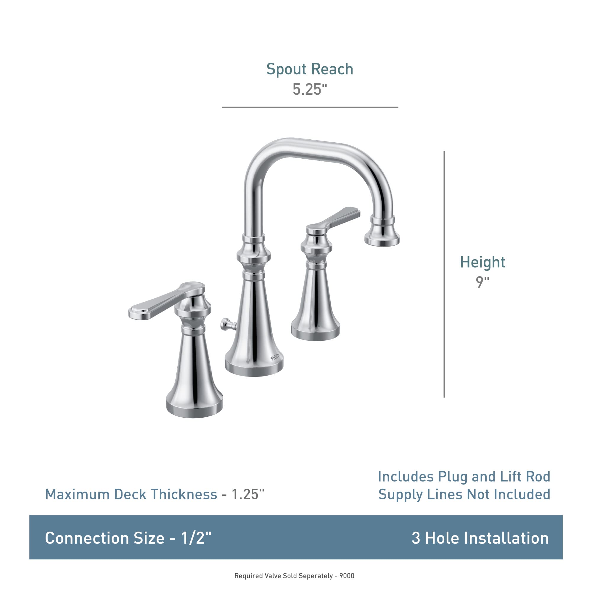 Moen TS44102BG Colinet Traditional Two Widespread High-Arc Bathroom Faucet with Lever Handles Valve Required, Brushed Gold