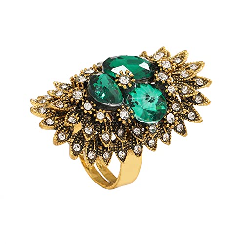 Otxas Gold Snake Ring Adjustable Punk Snake Ring for Women Boho Stacking Rings Set Vintage Goth Silver Snake Ring Jewelry (green1)
