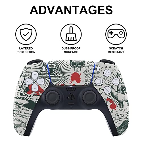 Theme of Occultism and Freemasonry Full Protective Skin Cover Design Wrap Decal Sticker Compatible with PS5 Digital Edition Console and Controller