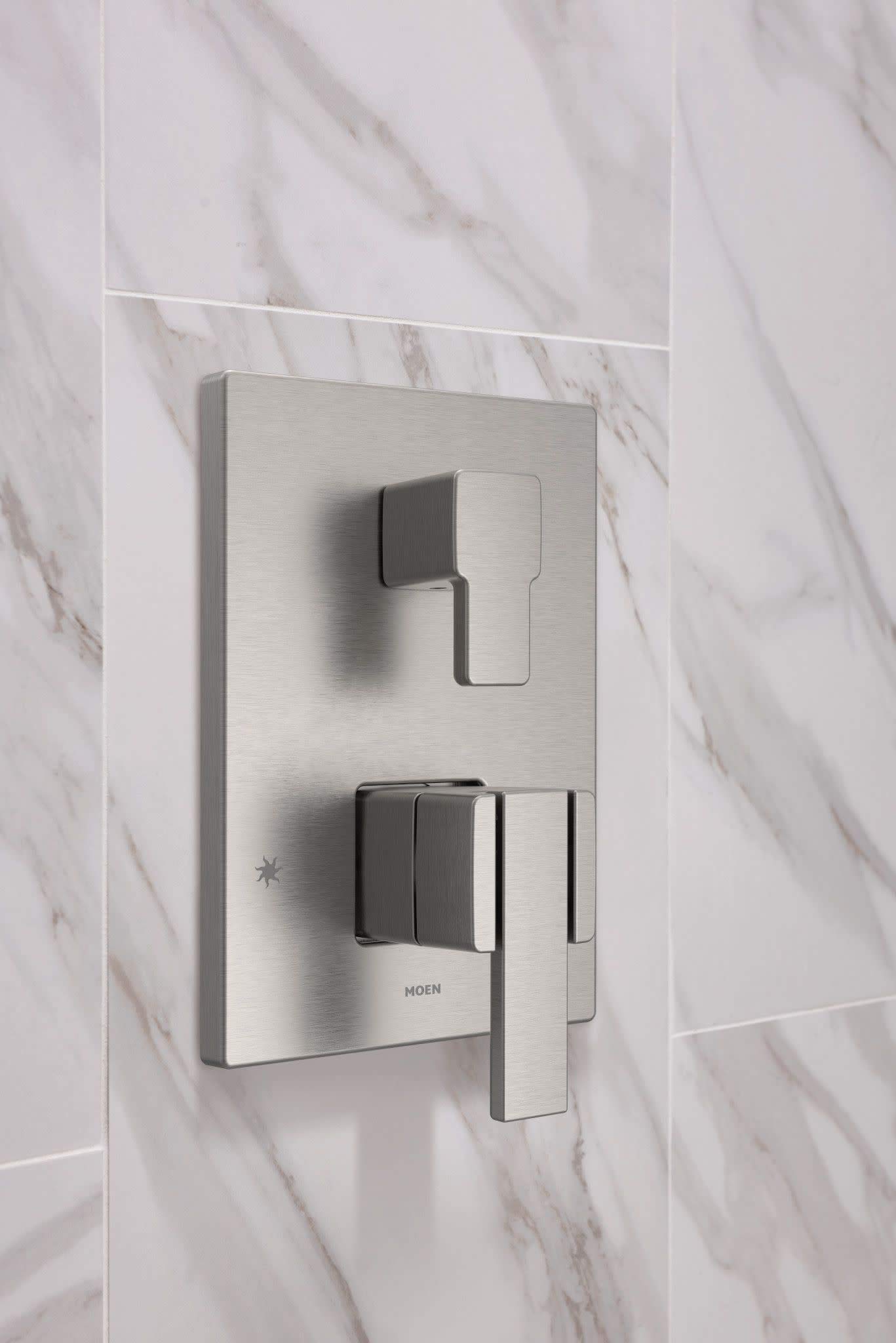 Moen UTS9011BN 90 Degree M-CORE 3-Series 2-Handle Shower Trim with Integrated Transfer, Valve Required, Brushed Nickel