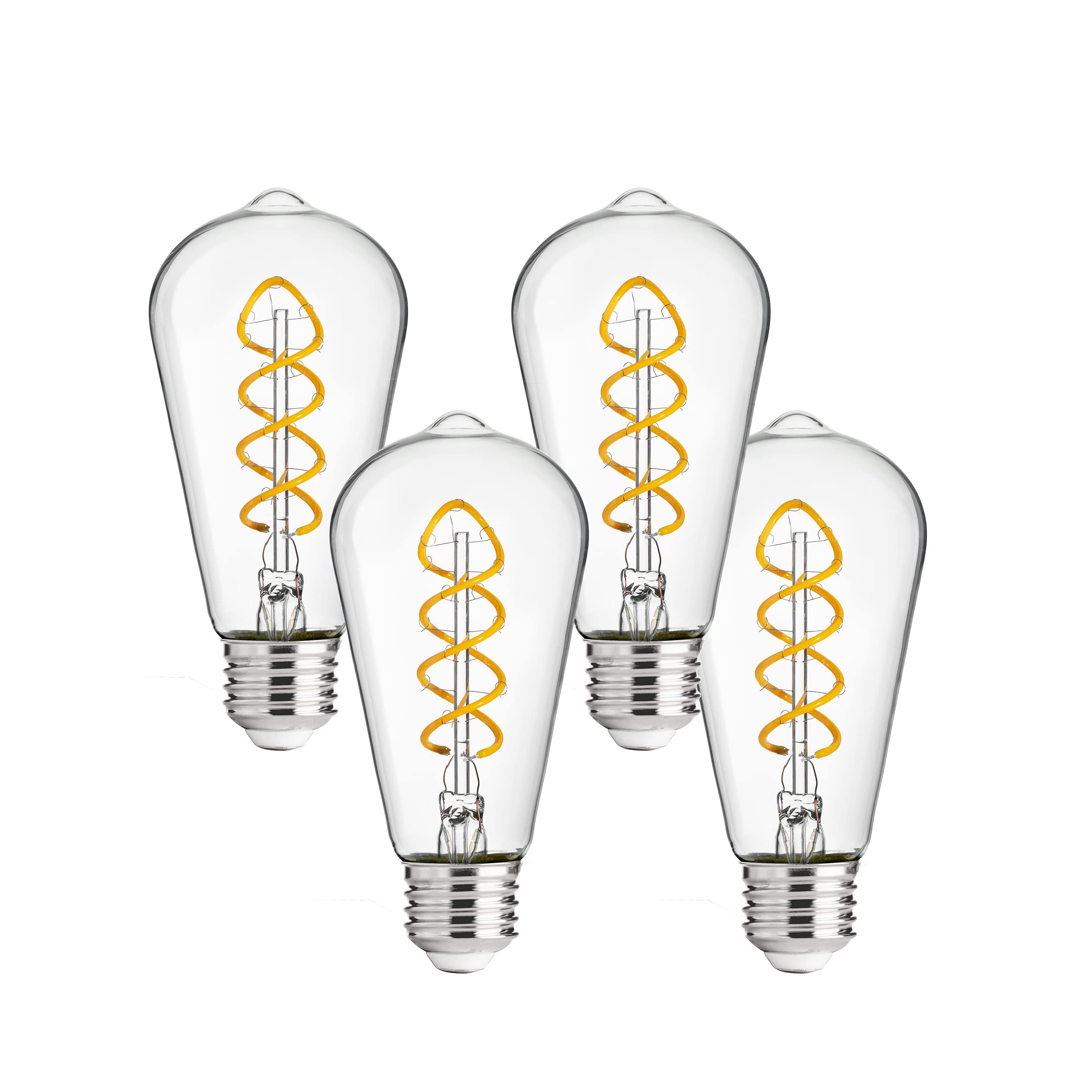 Mvleriud ST19 LED Edison Bulb, LED Decorative Spiral Filament Bulb, Dimmable, 40W Equivalent, 2700K Soft White, E26 Medium Base, 400LM, CRI80, 4 Packs