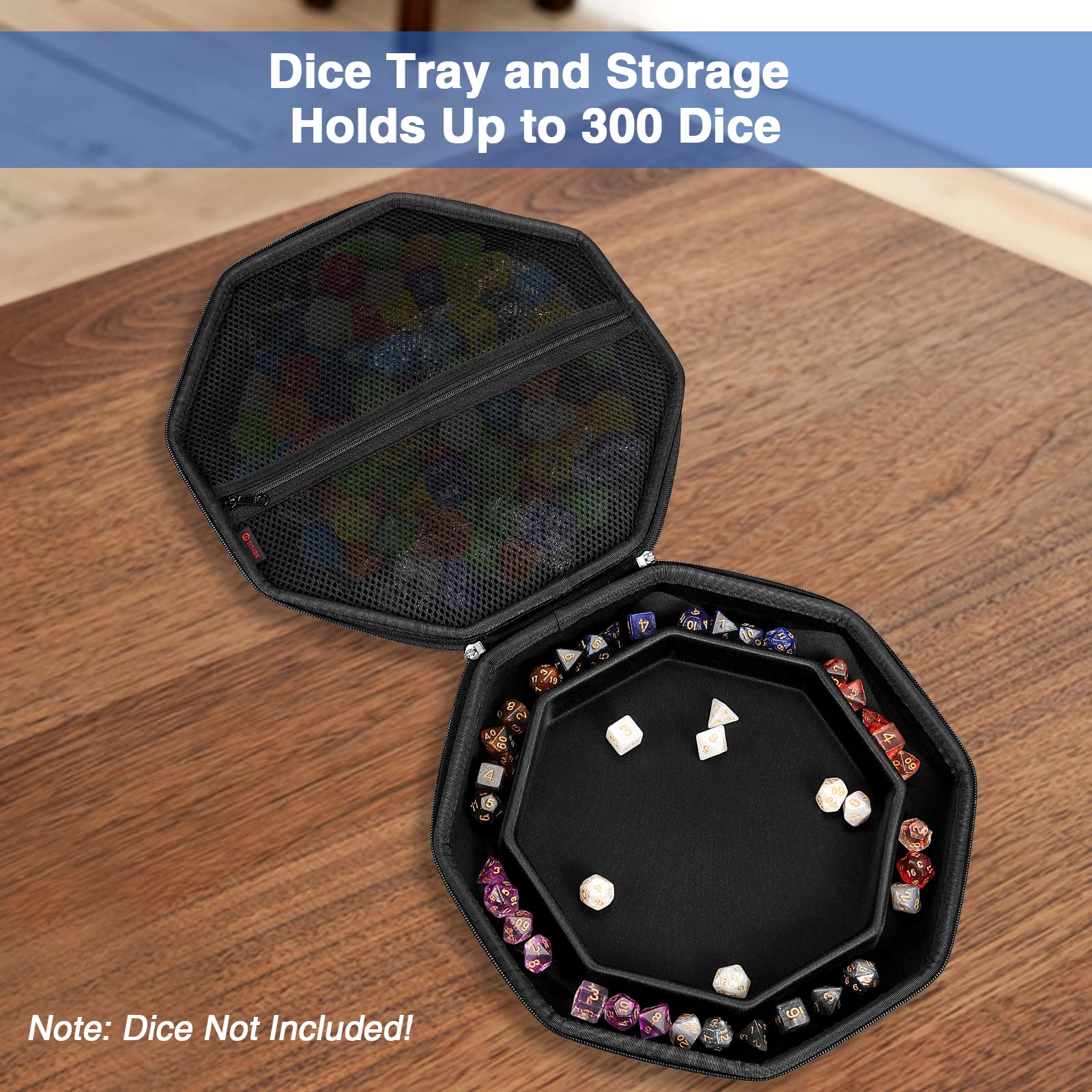 SITHON Dice Storage Case with Integrated Dice Tray for up to 300 D&D Dice, Portable Hard Shell Tabletop Dice Storage Travel Carrying Case with Handle Strap, Perfect for Game Night (Case Only)