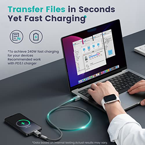 Yottamaster USB C to USB C Cable 240W, USB 4 Cable 1.64ft for Thunderbolt 3/4 Supports 40Gbps Data Transfer, Single 8K/Dual 4K Displays (1.64ft/0.5m)
