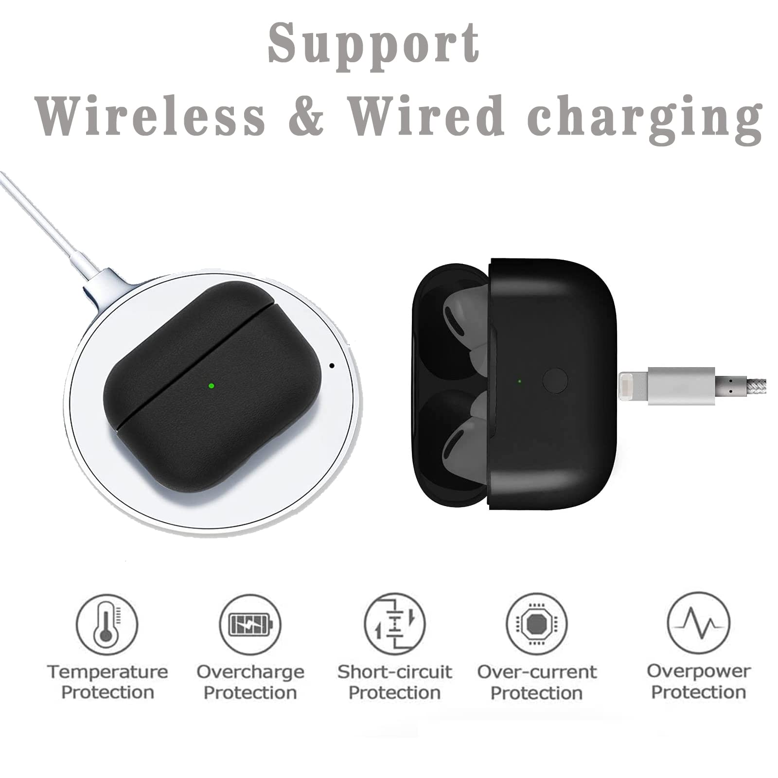 Wireless Charging Case Replacement Compatible for Air Pod Pro Charging Case with Bluetooth Pairing Sync Button - White