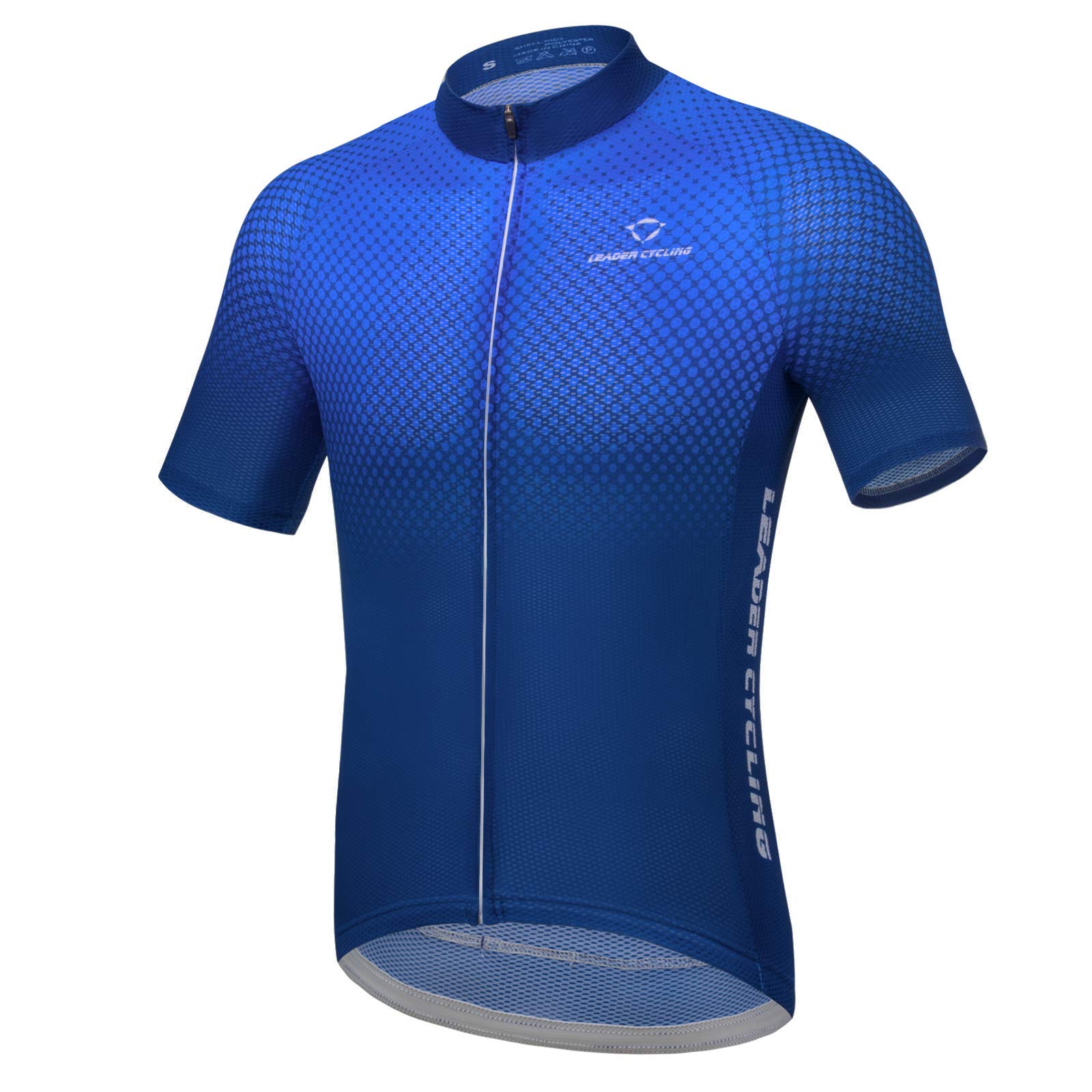 LEADER CYCLING Men's Cycling Jerseys Quick Dry Biking Shirt Summer Short Sleeve Gradient Blue