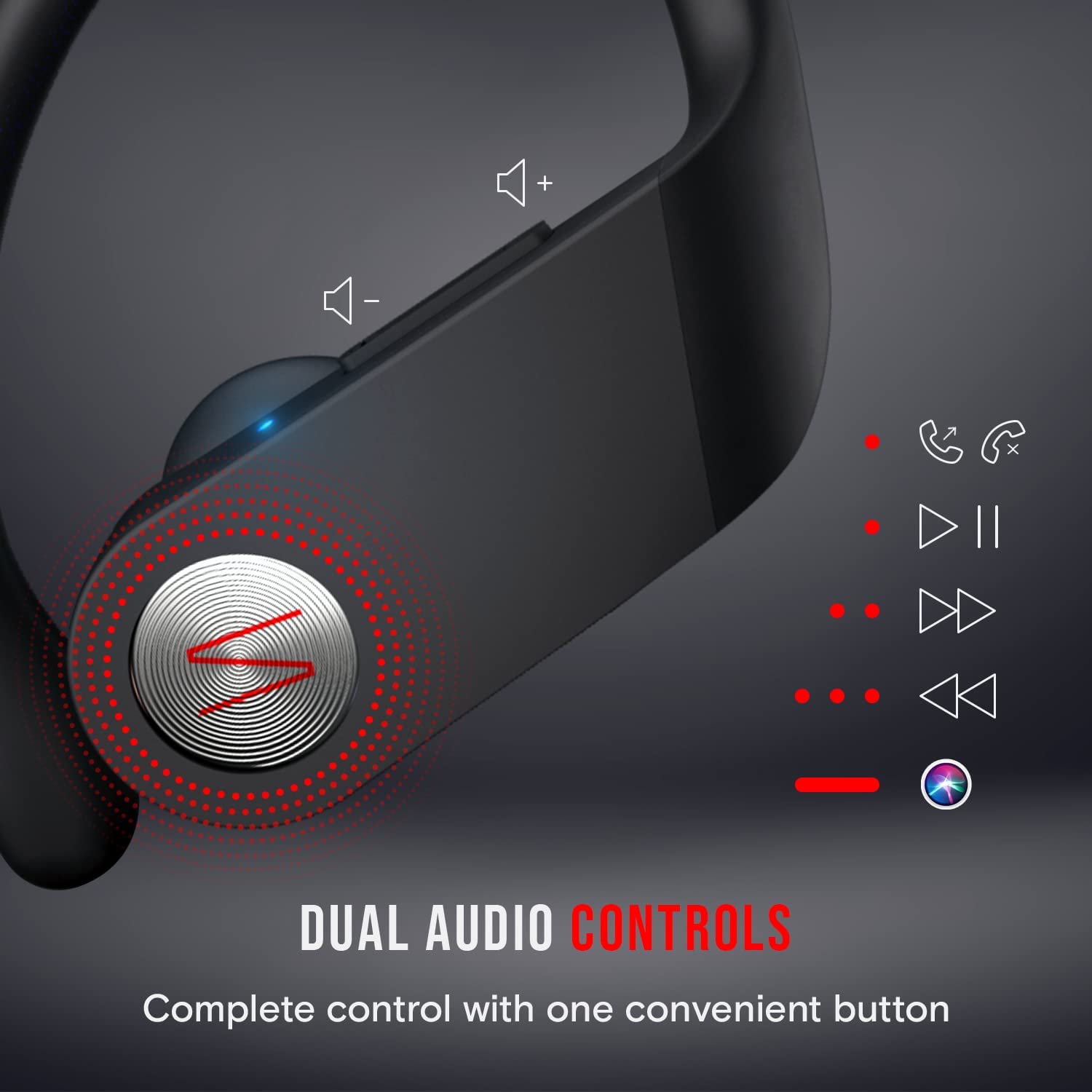 Symphonized Sports Wireless Earbuds - Water Resistant Bluetooth Headphones with Microphone, Earhooks and LED Charging Display, Black