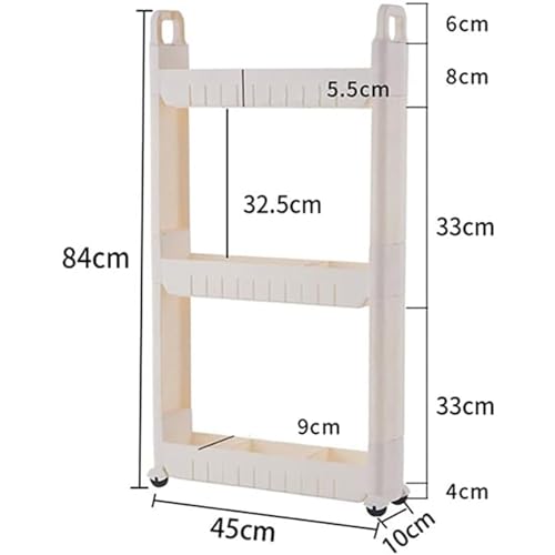 LEMMAN 3-Tier Slim Slide Out Kitchen Trolley, Storage Shelf, Moving Wall Cabinets Tower Holder Rack On Wheels, Rolling Storage Unit Cart for Kitchen/Laundry/Bathroom