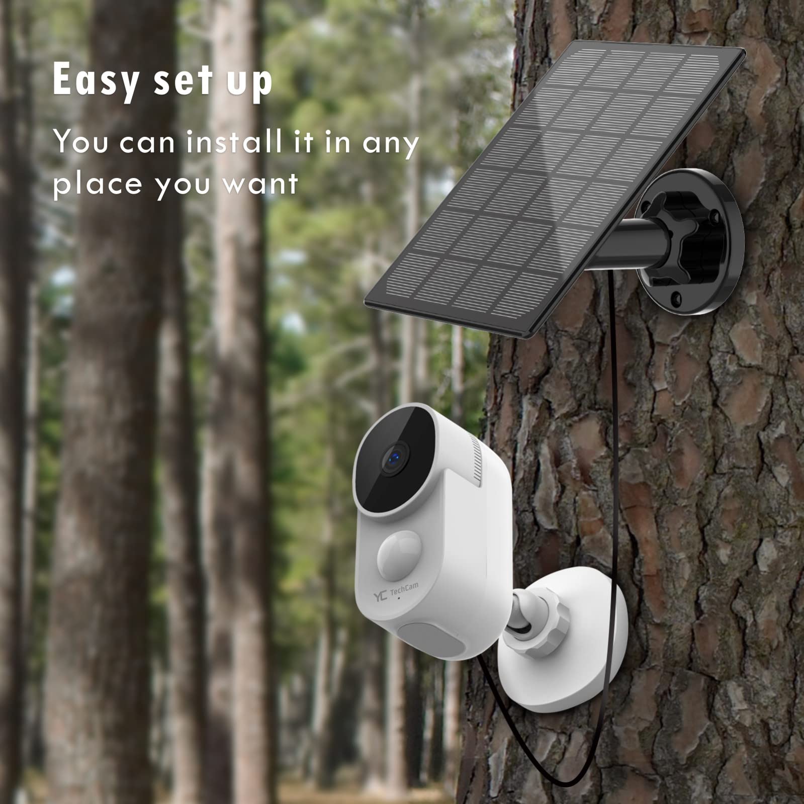 Solar Panels for DC 5V Outdoor Rechargeable Battery Camera, Solar Panel for Security Camera, Solar USB Charger with Micro USB & USB-C Port, 9.8ft Cable, Adjustable Wall Mount, IP65 Waterproof, 2 Pack