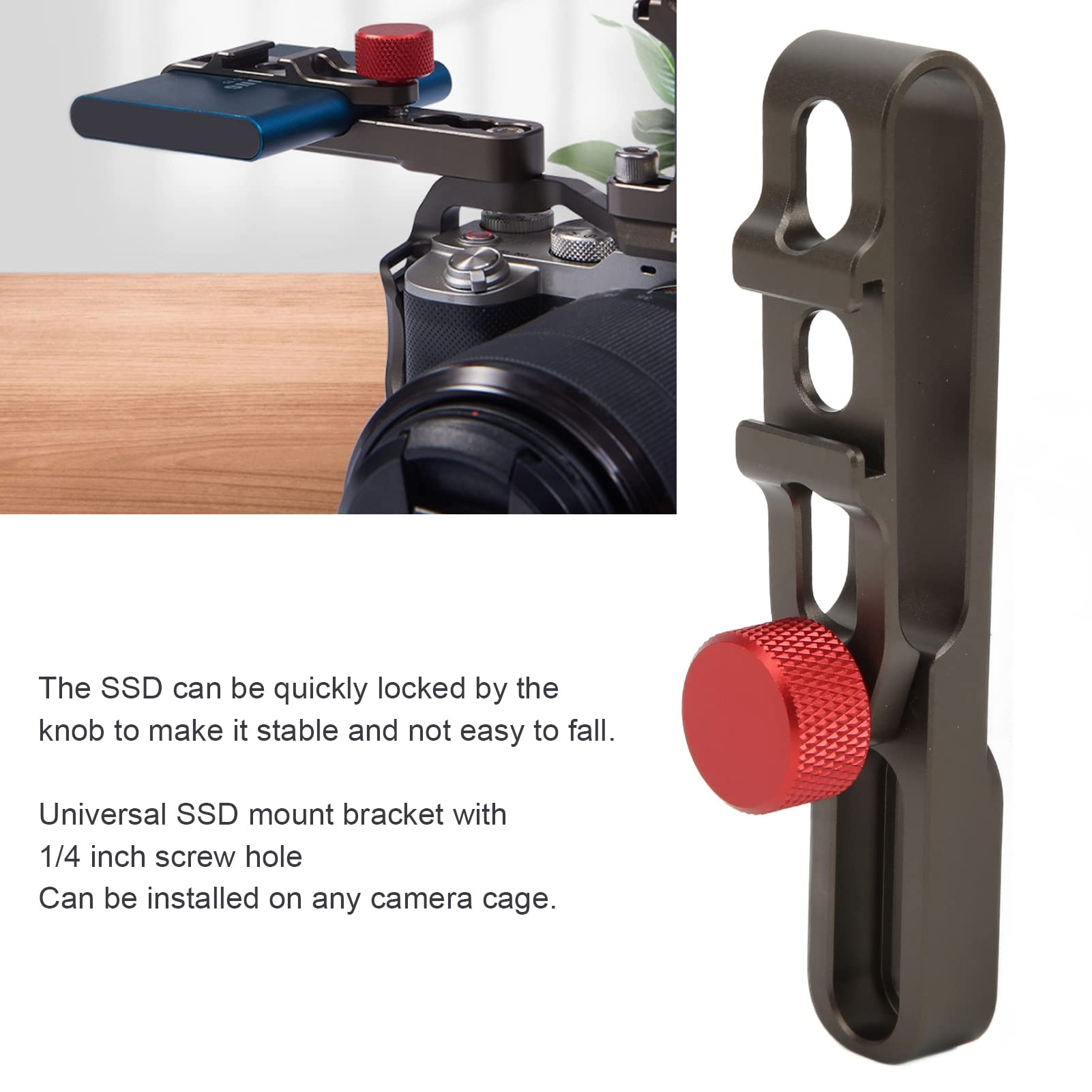 SSD Holder Clamp, Reliable Easy Install Lightweight Anti Oxidation Aluminum Alloy SSD Mount Bracket High Strength Durable for T5 SSD