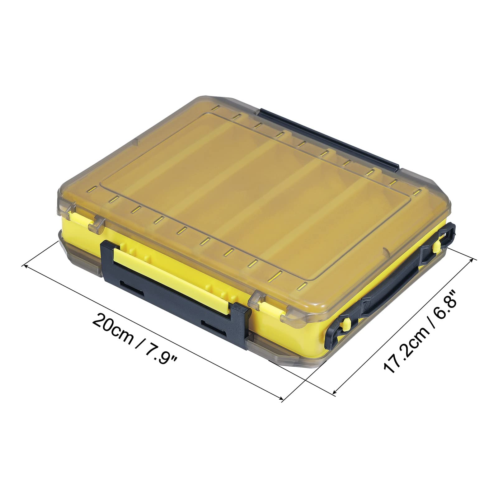 PATIKIL Fishing Lure Storage Box 2 Pack Plastic Double Sided Fish Tackle Container Organizer, Yellow
