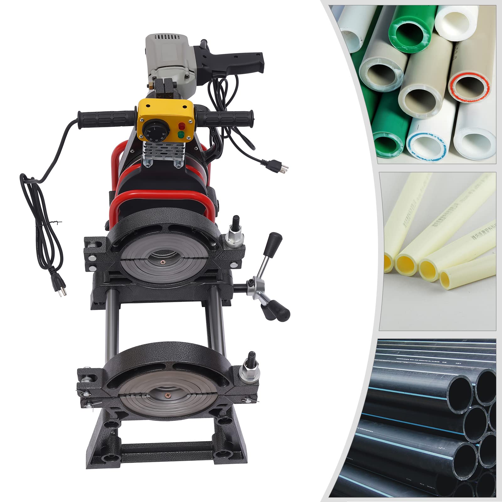 Pipe Butt Fusion Welder 2 Clamps 2.48-7.87'' Hand-Push Pipe Welder Pipe Welder Tube Butt Fusion Machine Hot Melt Solder for PE PP PB PVDF HDPE PVC (63-200)